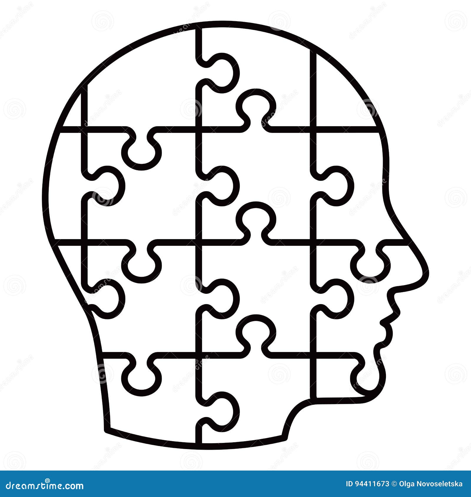 Line puzzle profile stock vector. Illustration of people - 94411673