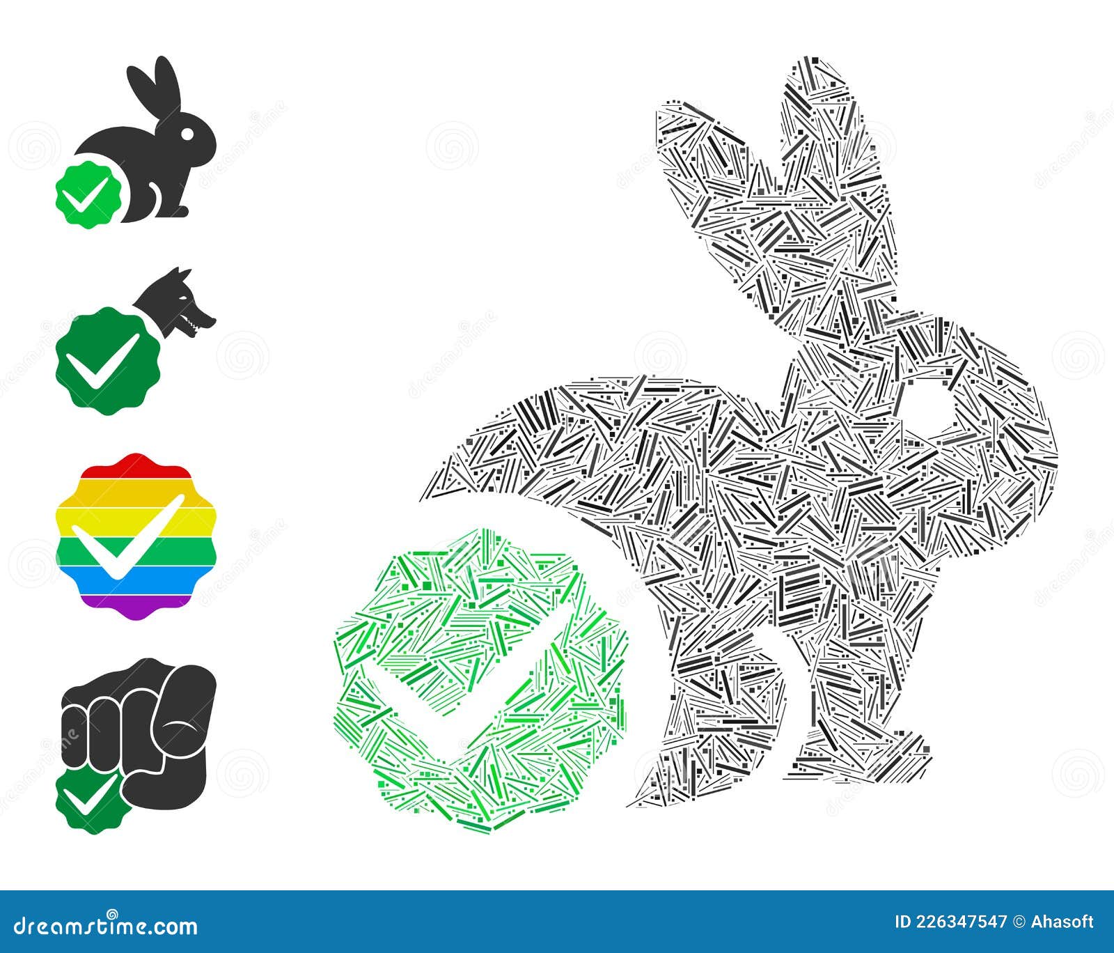 Line for Rabbits only Icon Vector Collage Stock Vector - Illustration ...