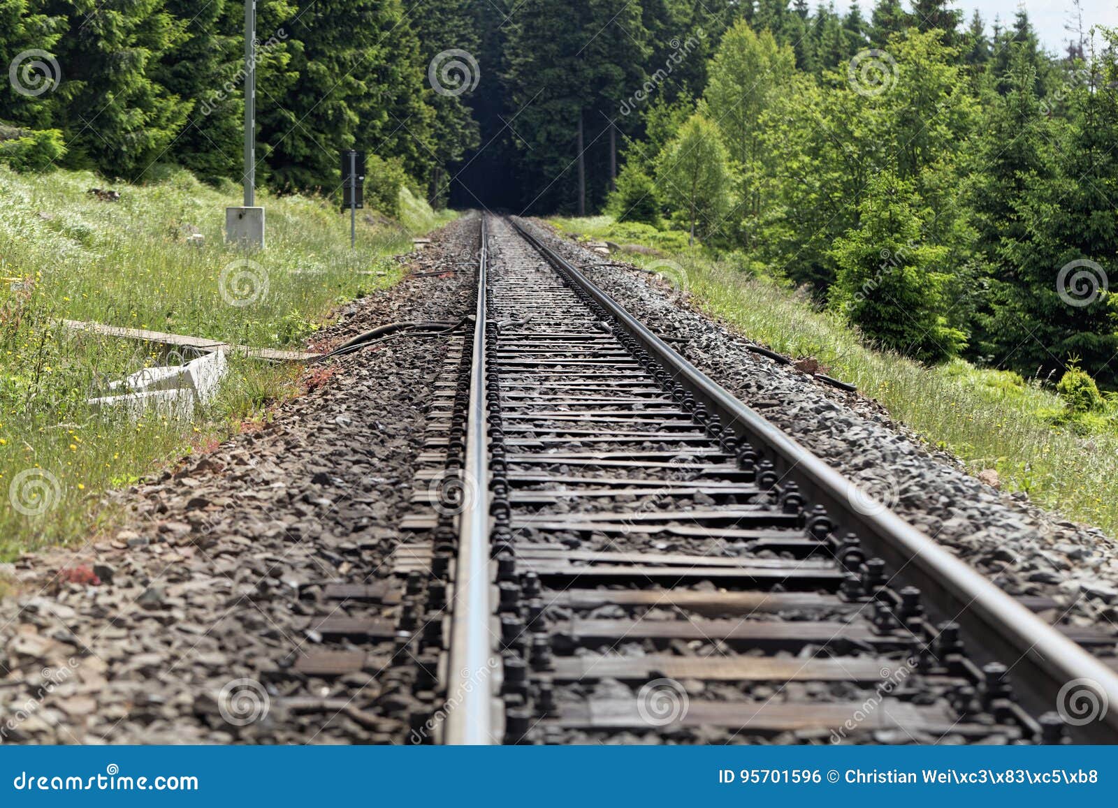 Line of rails stock photo. Image of brown, industry, gravel - 95701596