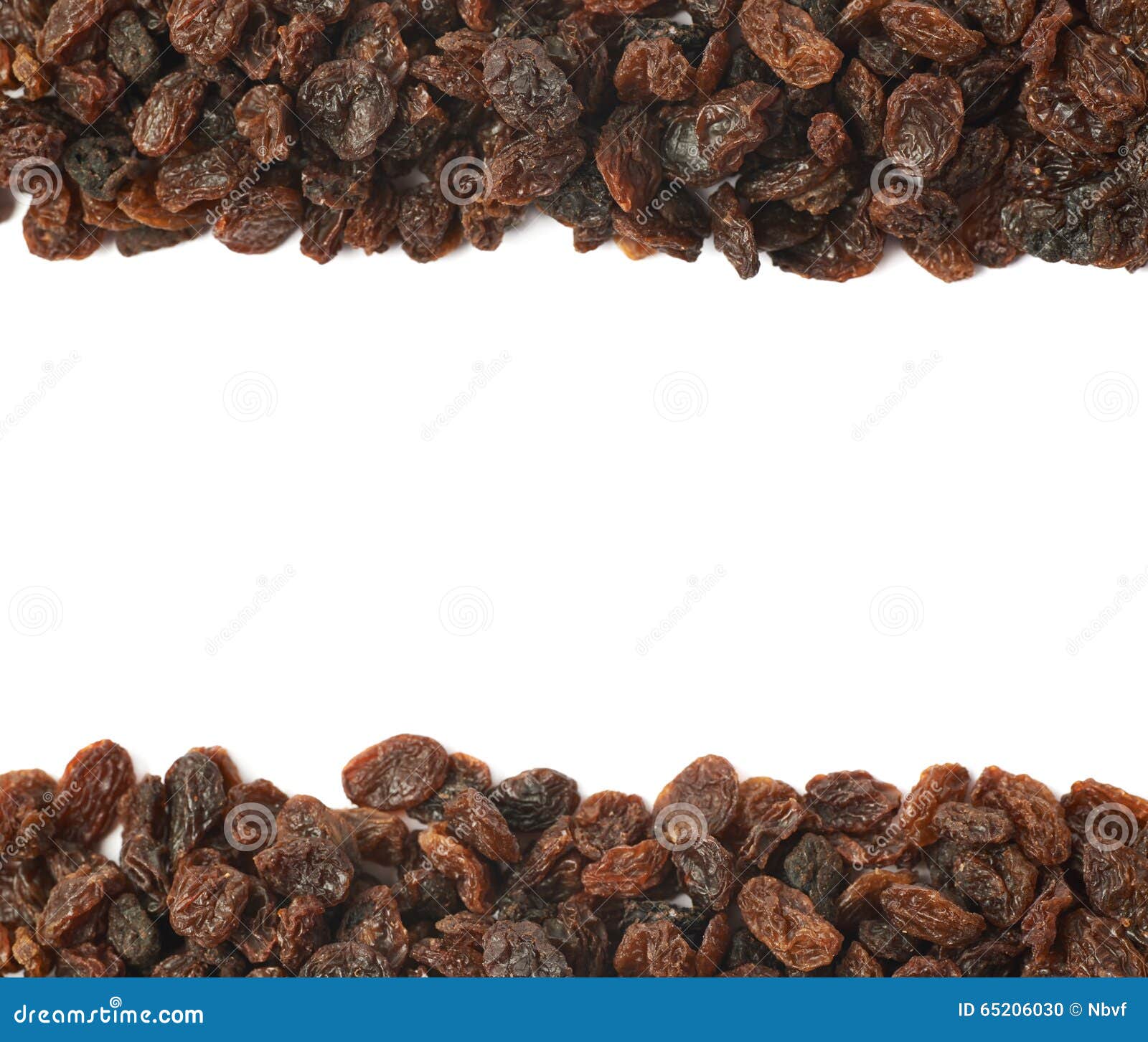 Line of raisins isolated stock photo. Image of copyspace - 65206030