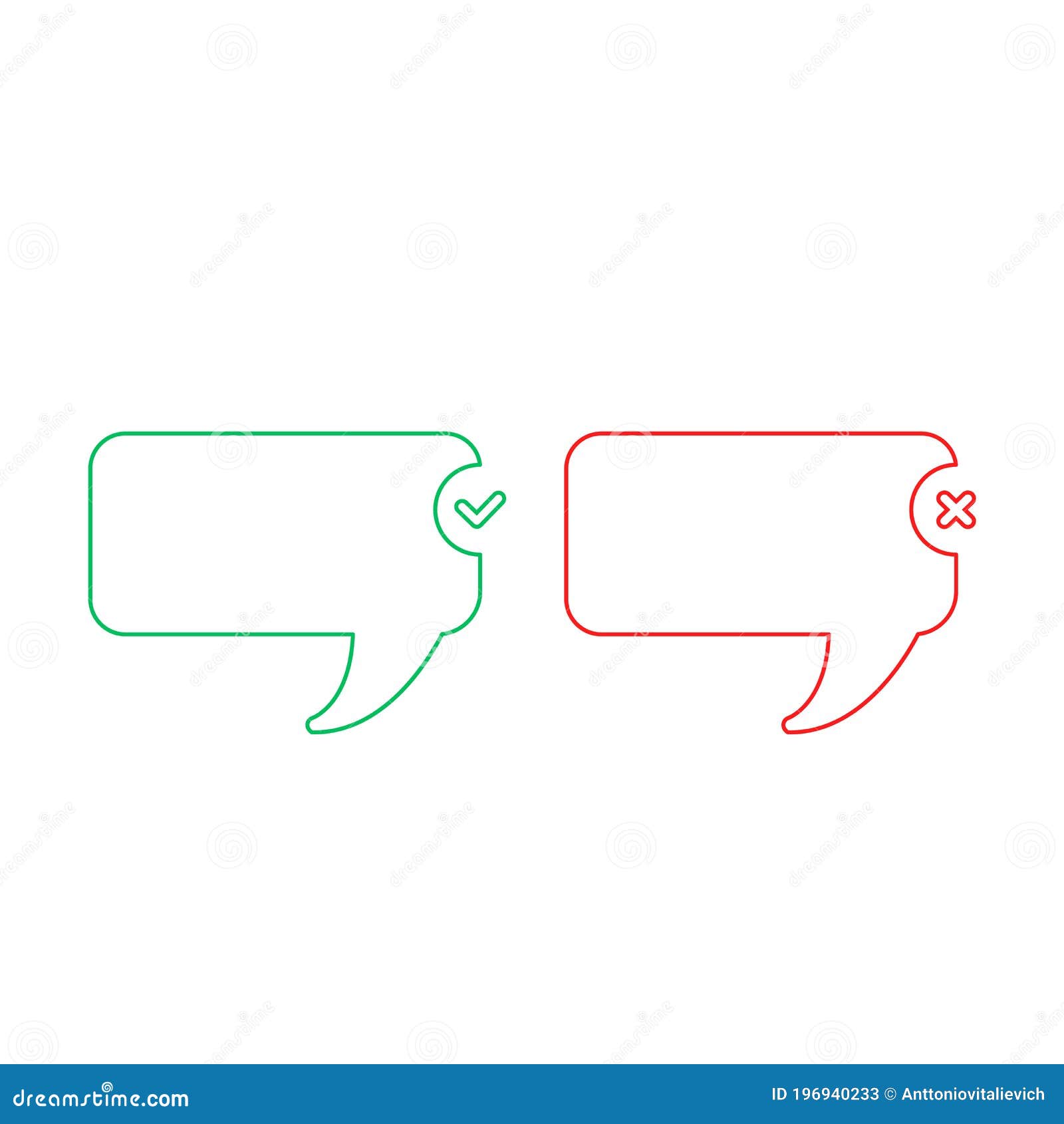 Line Red and Green Bubble Icon. Positive and Negative Check Marks ...
