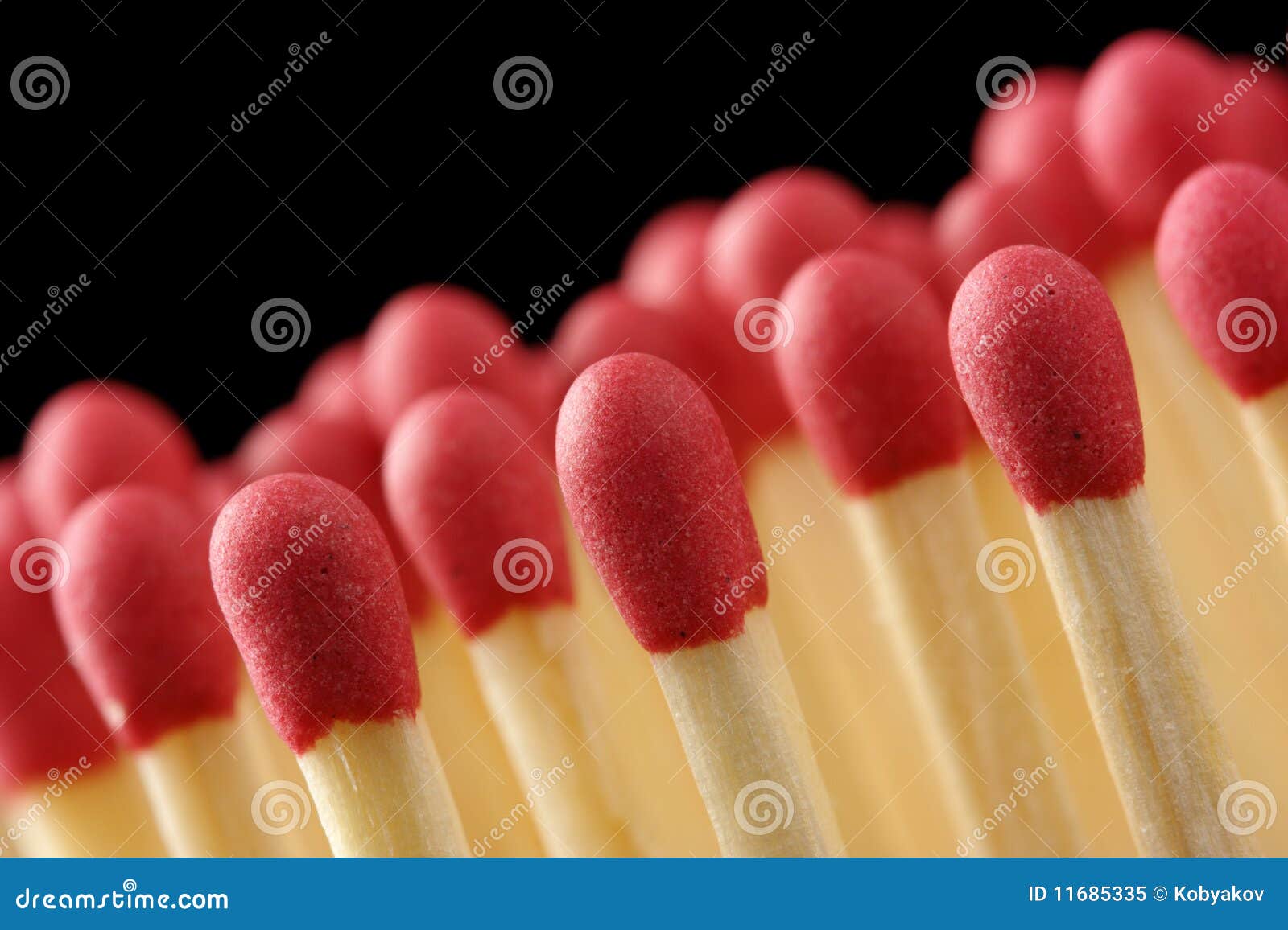 Line of Red Matchsticks on Black Background Stock Image - Image of ...