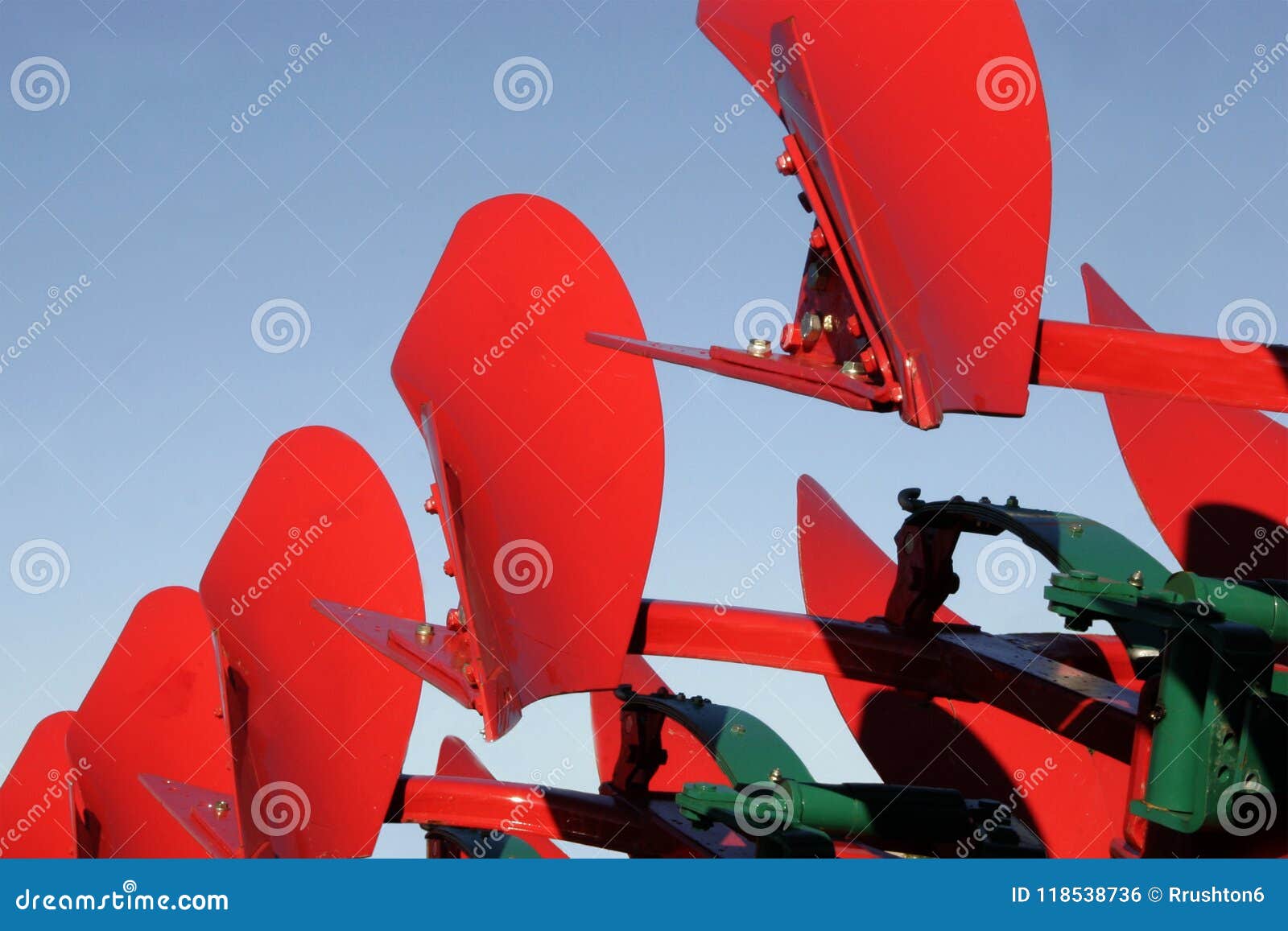 Red Plows outside stock photo. Image of furrow, machinary - 118538736