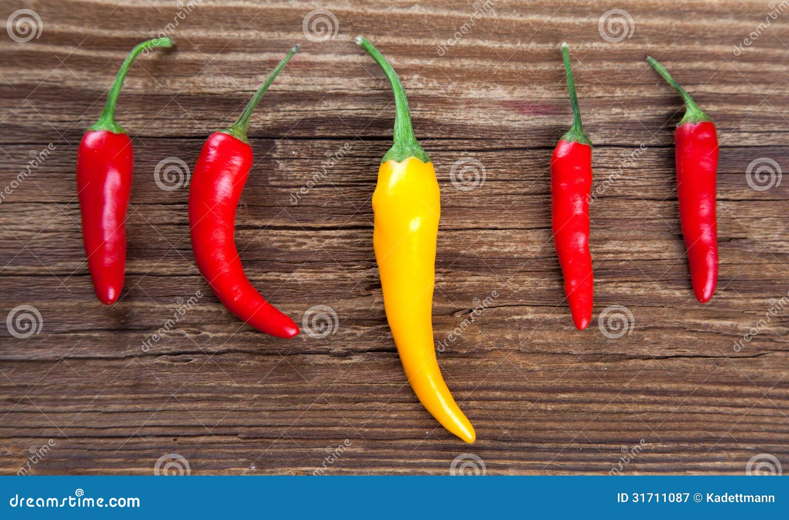 Line of Red and Yellow Pepperoni on Wood Stock Image - Image of ...