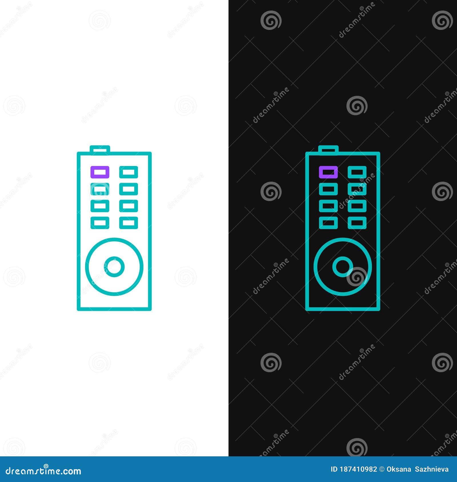 Line Remote Control Icon Isolated on White and Black Background ...