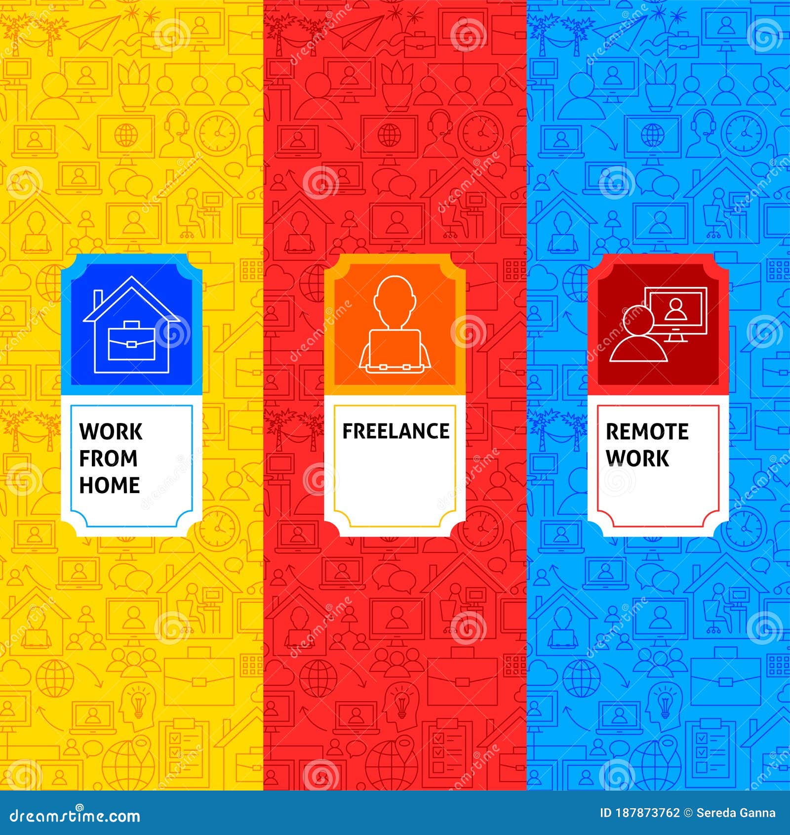 Line Remote Work Package Labels Stock Vector - Illustration of outline ...