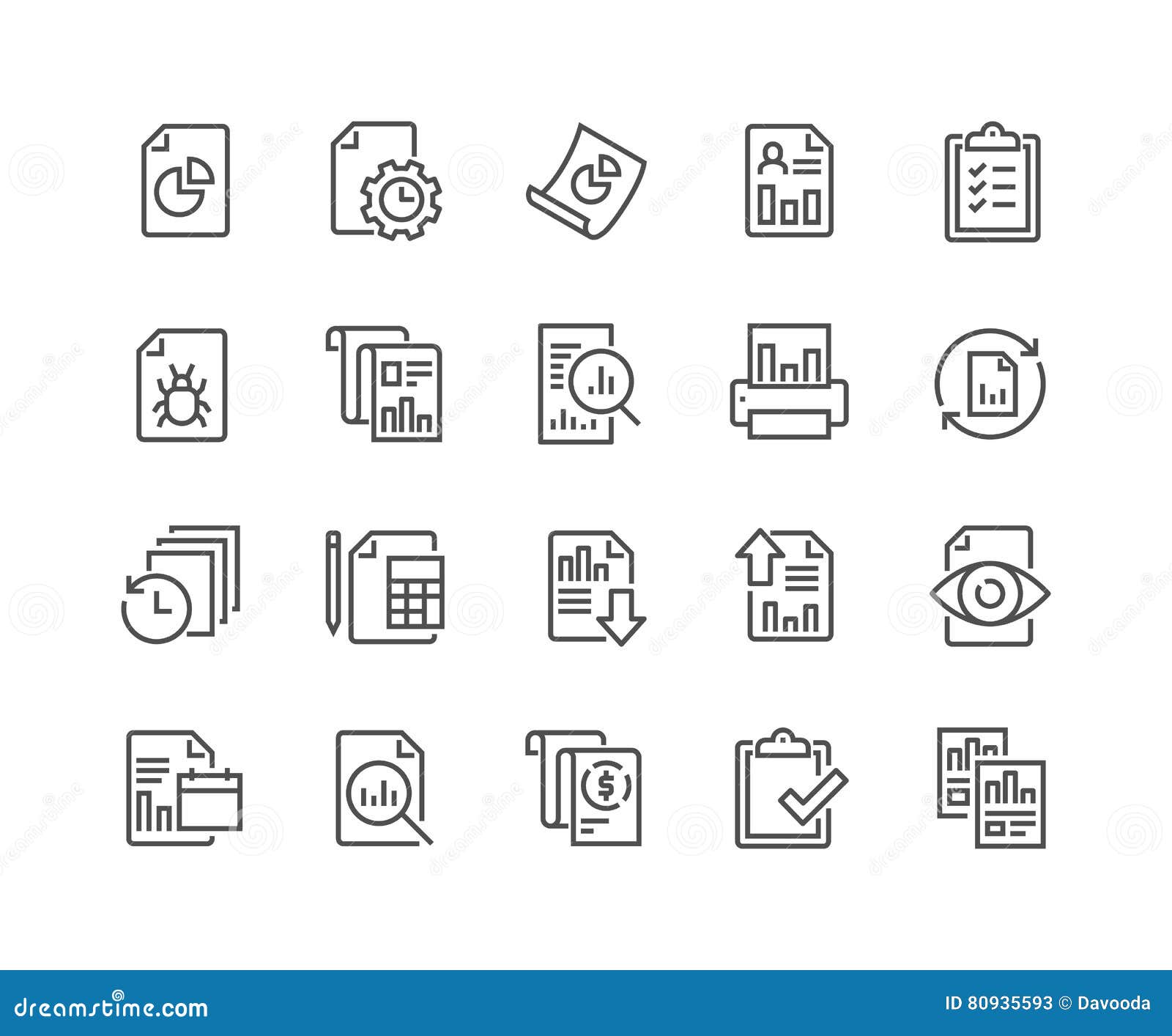 Line Report Icons stock vector. Illustration of automation - 80935593
