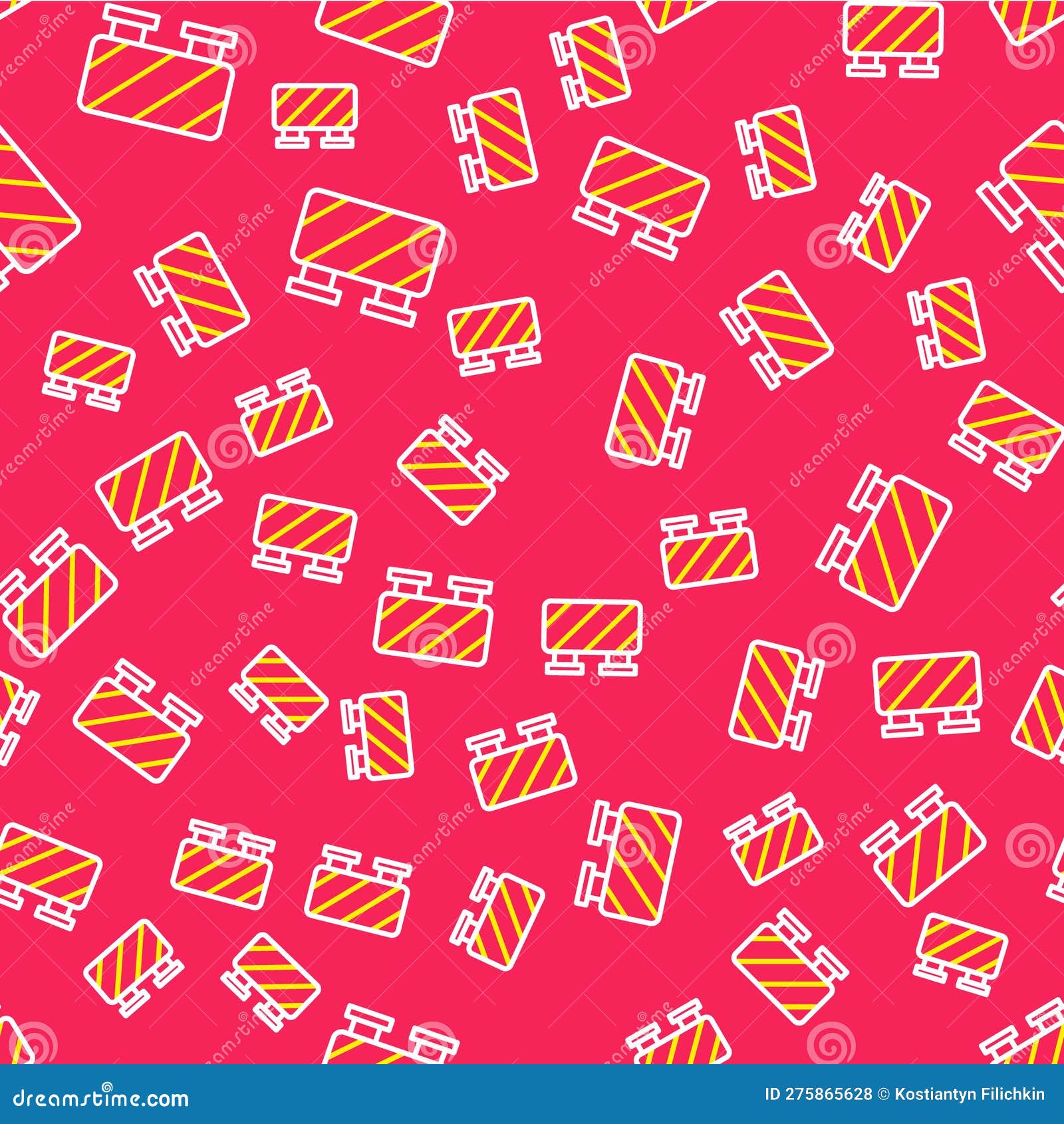 Line Road Barrier Icon Isolated Seamless Pattern on Red Background ...