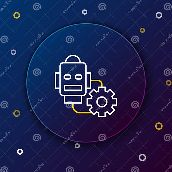 Line Robot Setting Icon Isolated on Blue Background. Artificial ... Line Robot Setting Icon Isolated on Blue Background. Artificial ...
