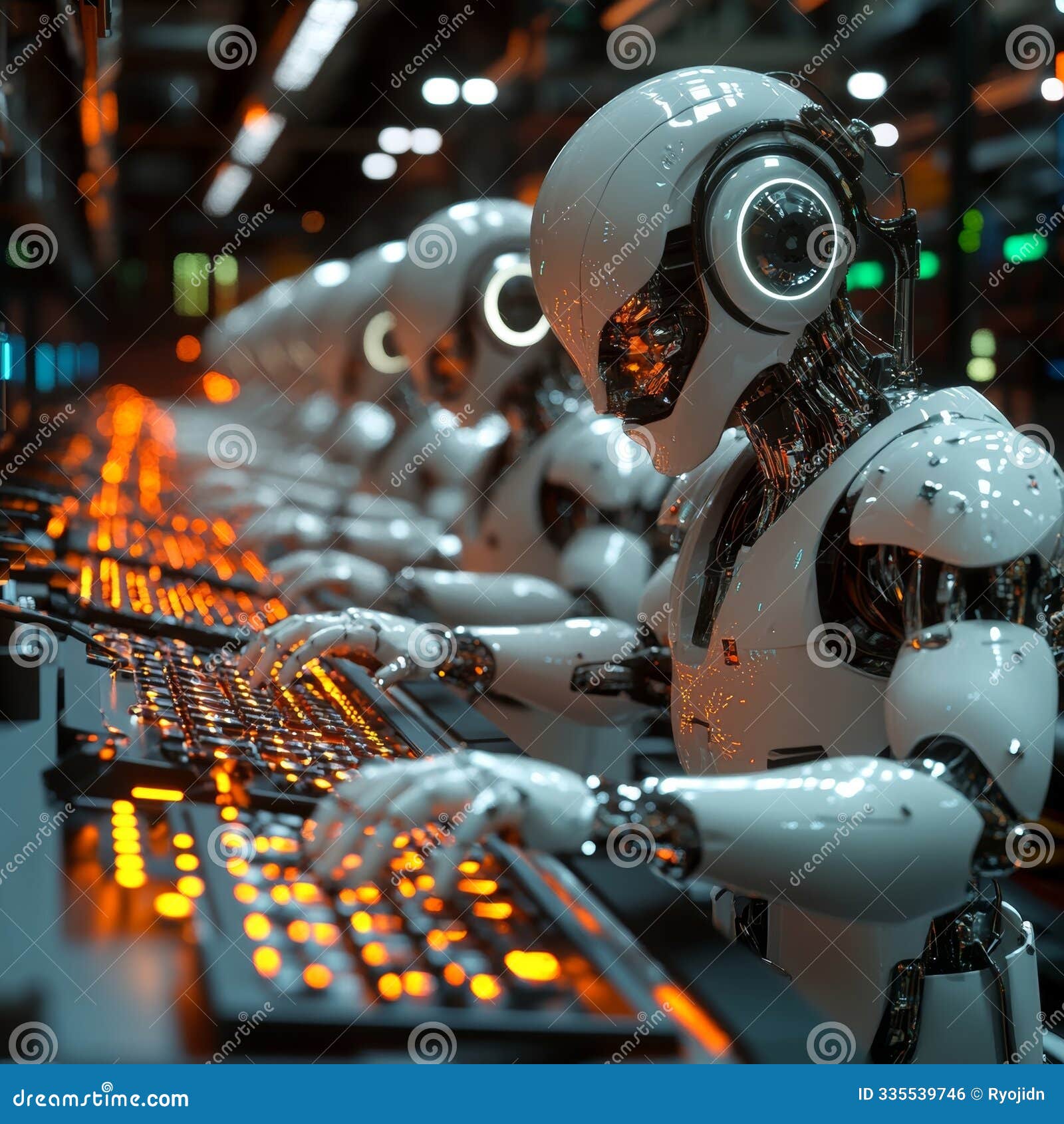 Robot Workforce stock illustration. Illustration of cyborg - 335539746