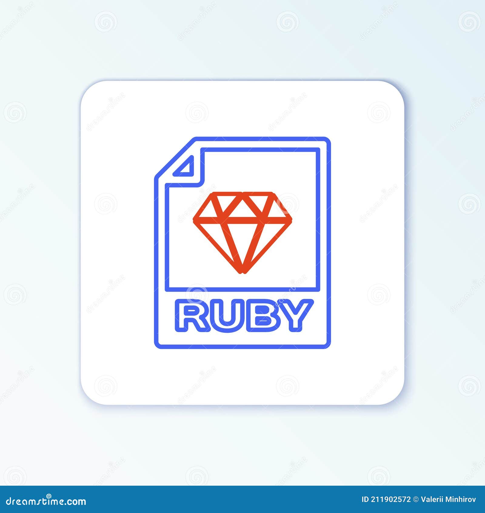 Line Ruby文件文档. 白色背景中突显的下载拼音按钮图标. Ruby文件符号. 彩色轮廓 向量例证 - 插画 包括有 设计, 数字式: 211902572