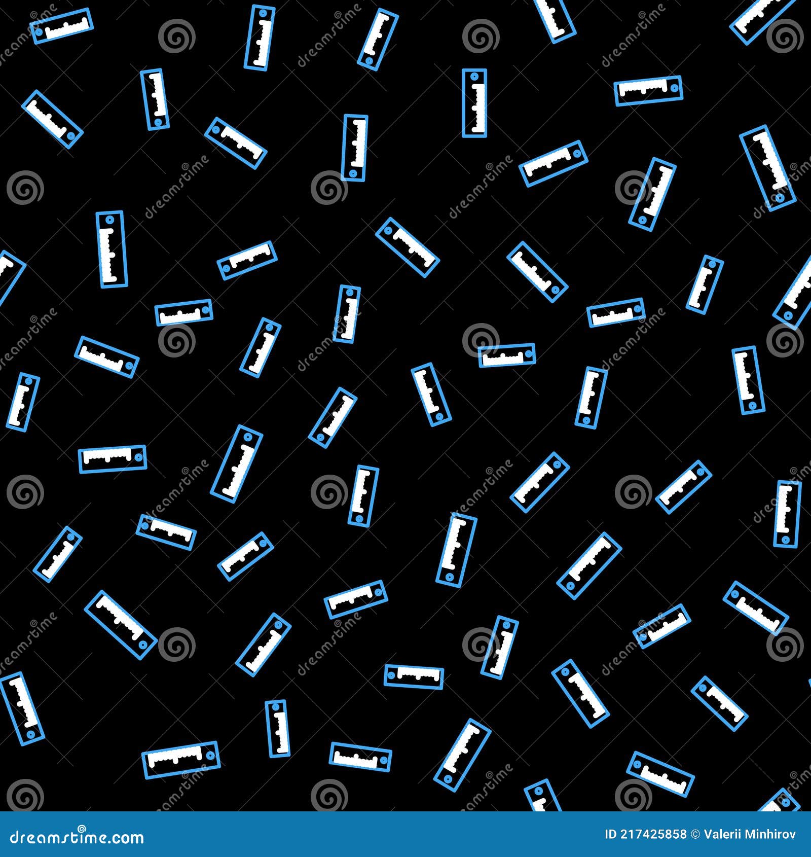 Line Ruler Icon Isolated Seamless Pattern on Black Background ...