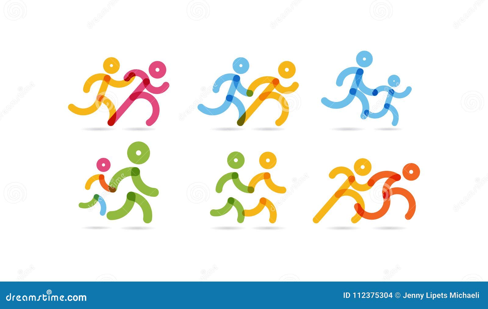 Line Running Icons. Pair of People . Simple Vector Illustration Stock ...