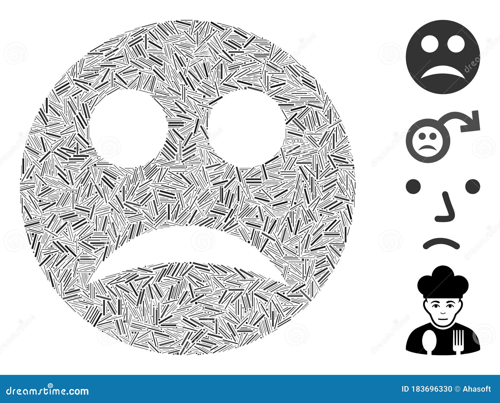 Line Sad Smiley Icon Vector Mosaic Stock Illustration - Illustration of ...