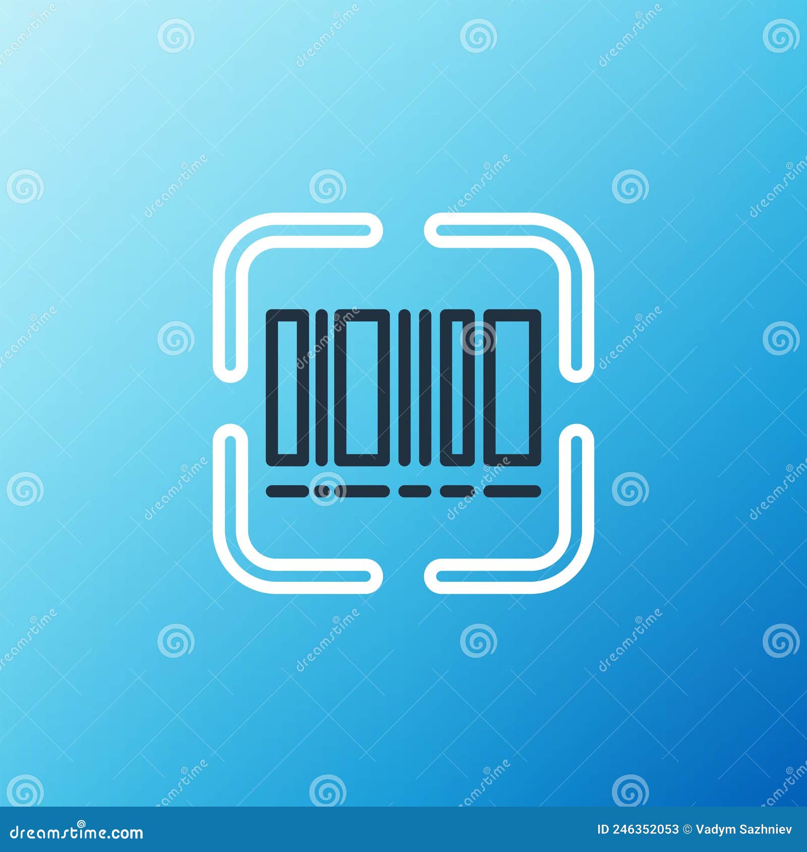 Line Scanner Scanning Bar Code Icon Isolated on Blue Background ...