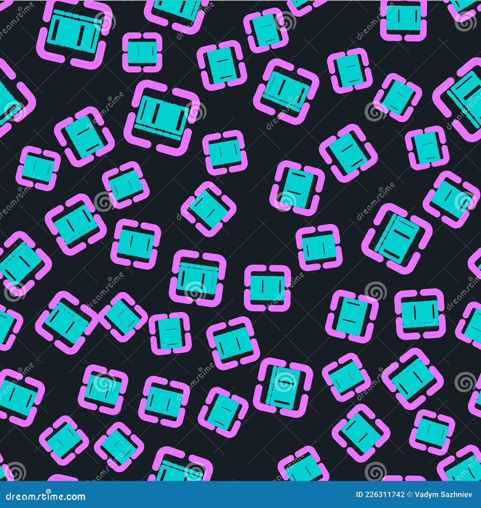 Line Scanner Scanning Bar Code Icon Isolated Seamless Pattern on Black ...