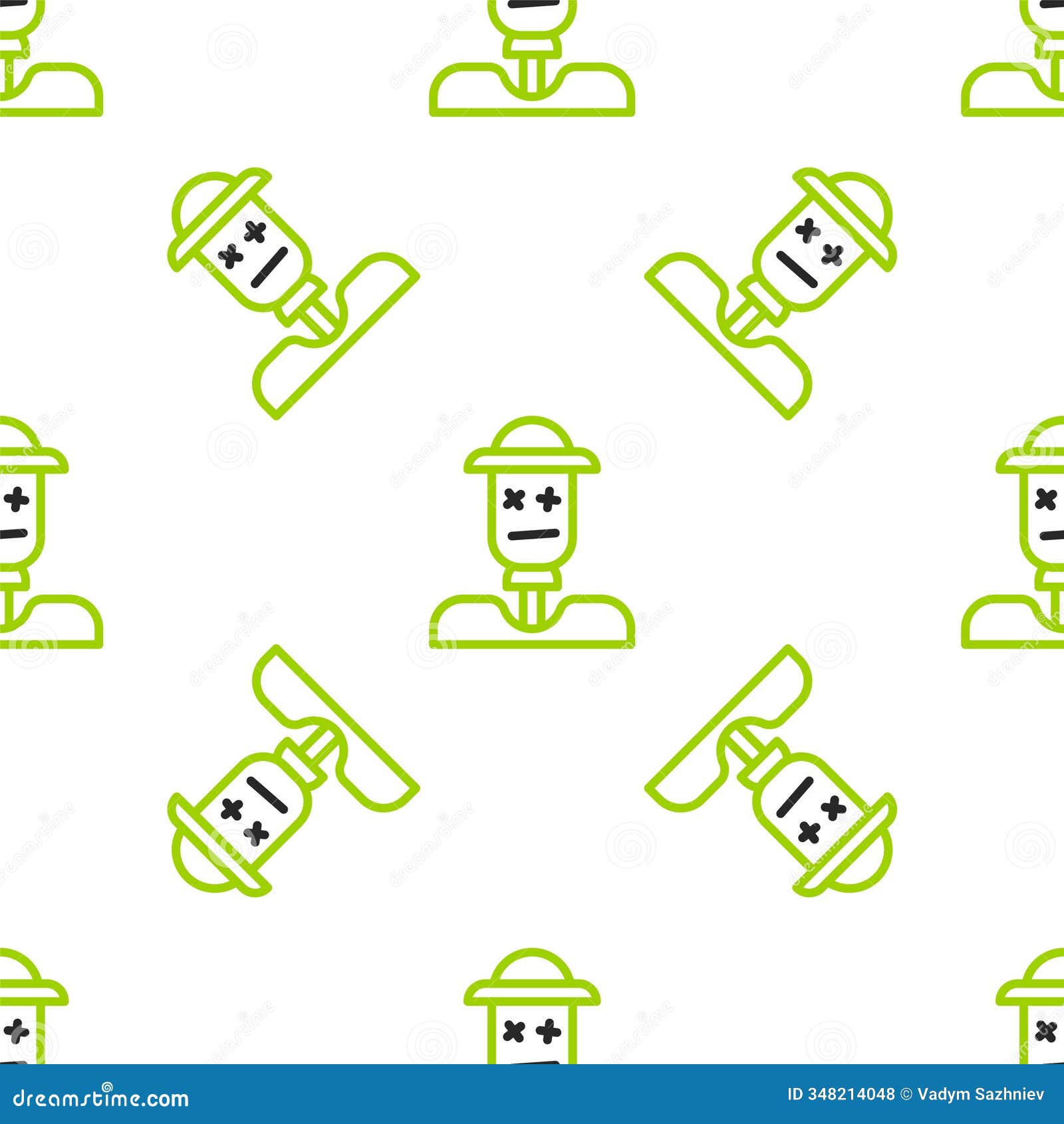 Line Scarecrow Icon Isolated Seamless Pattern on White Background ...