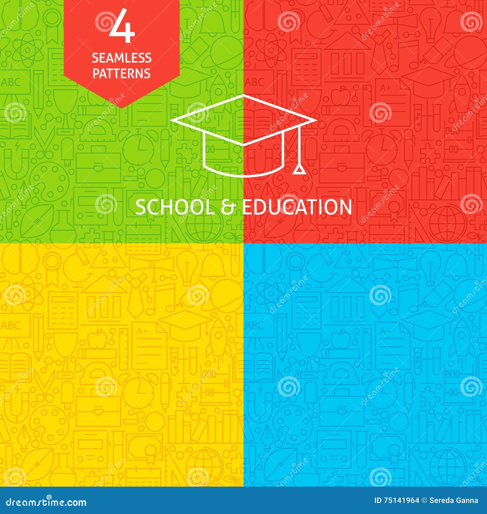 Line School and Education Tile Patterns Stock Vector - Illustration of ...
