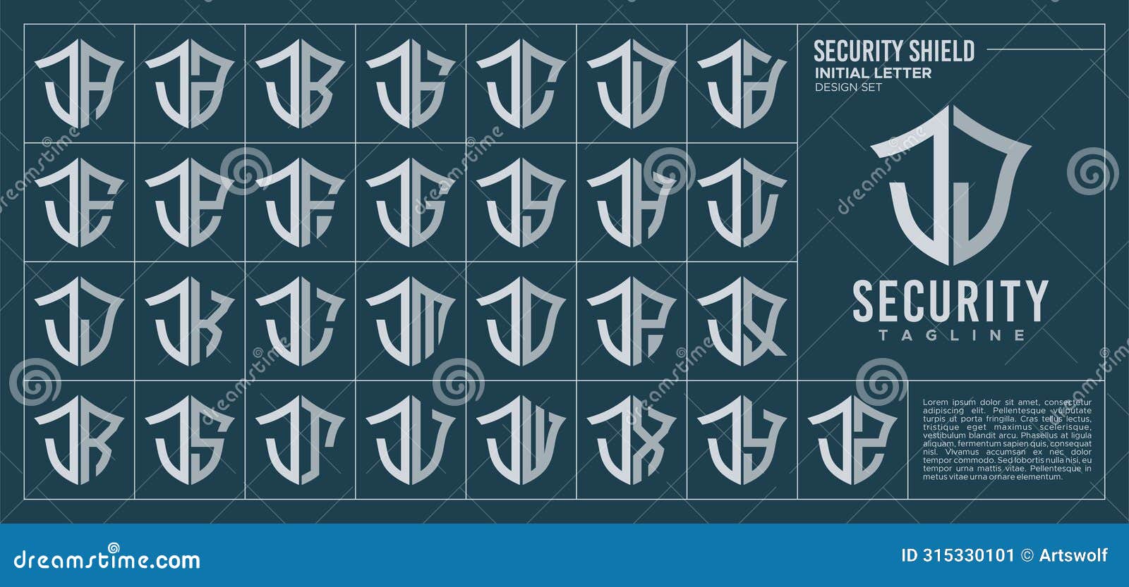 Line Security Shield Letter J JJ Logo Design Set Stock Vector ...