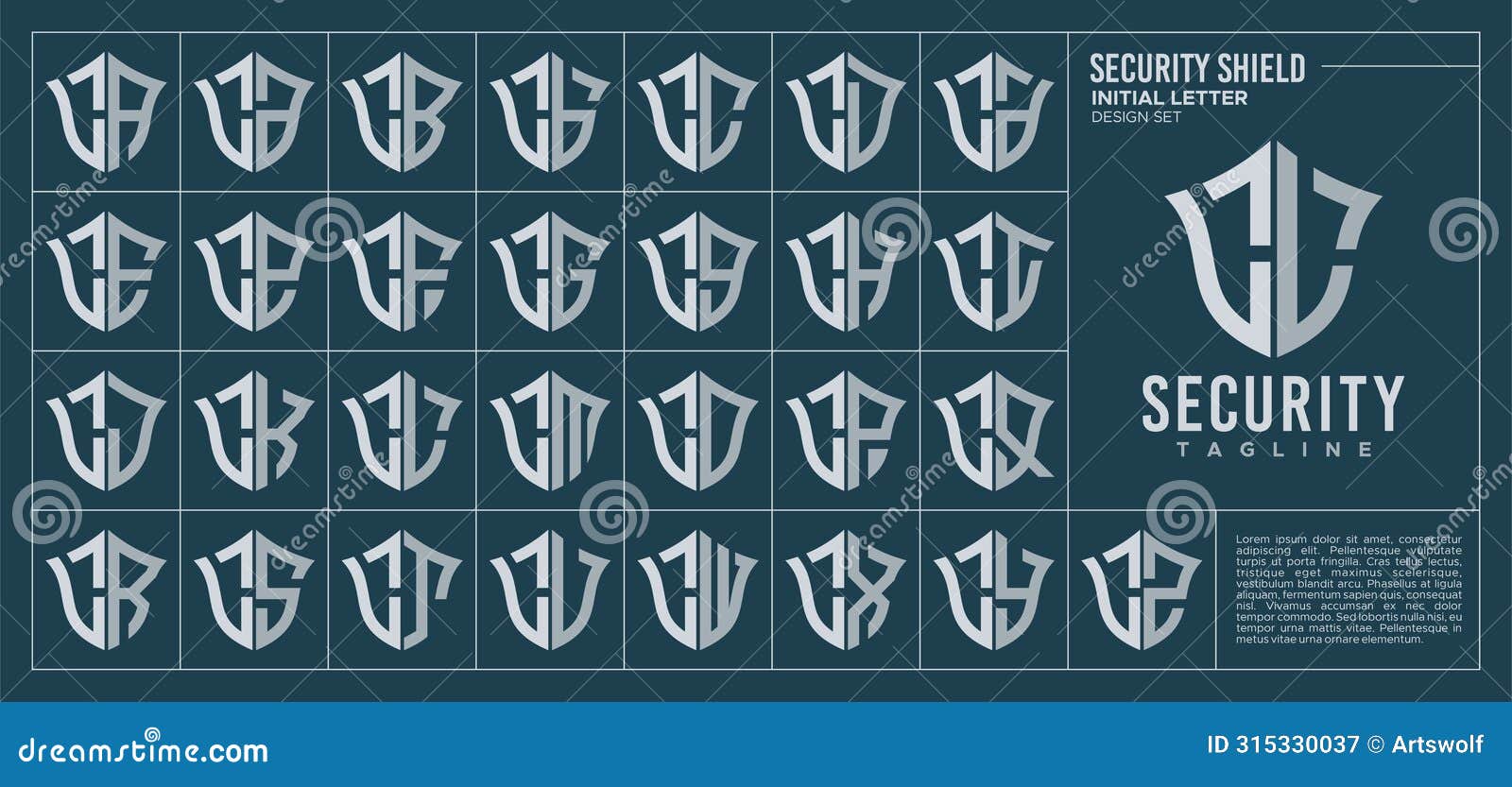 Line Security Shield Letter L LL Logo Design Set Stock Vector ...