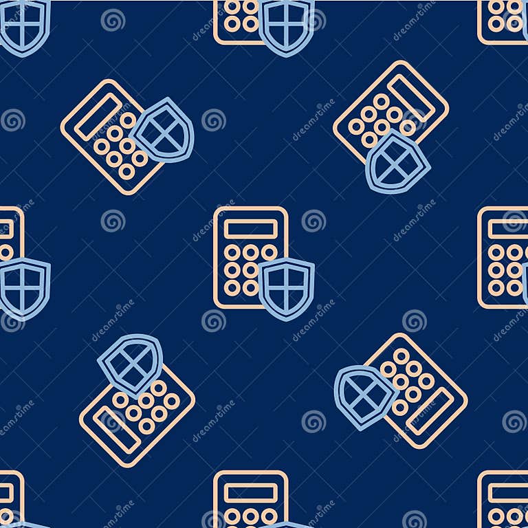 Line Security System Control Panel with Display Icon Isolated Seamless ...