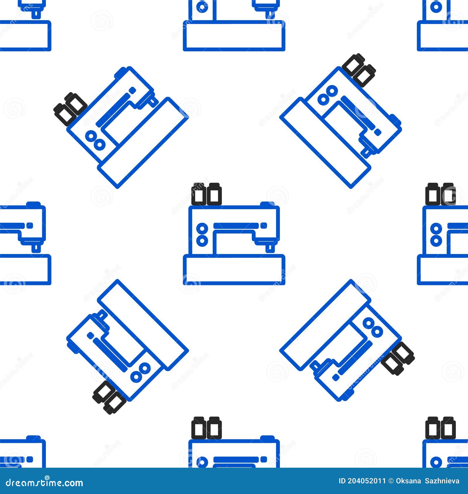 Line Sewing Machine Icon Isolated Seamless Pattern on White Background ...