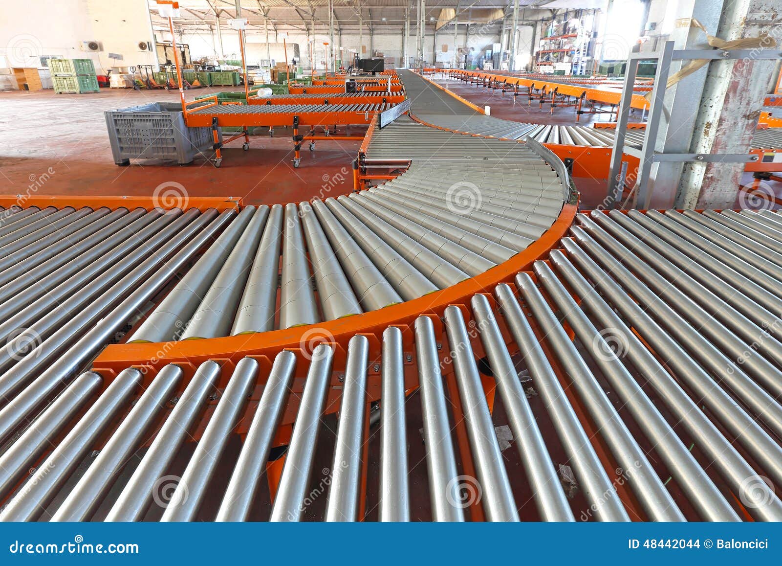 Line shaft rollers stock photo. Image of system, curved - 48442044