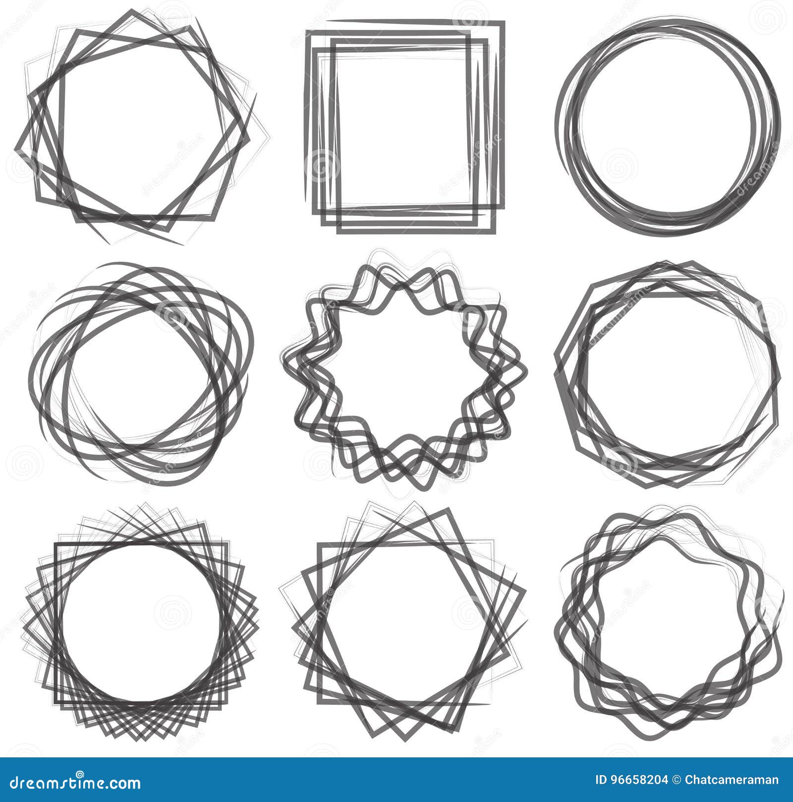 Line Shape Art Frame Set 06 Stock Vector - Illustration of drawing ...