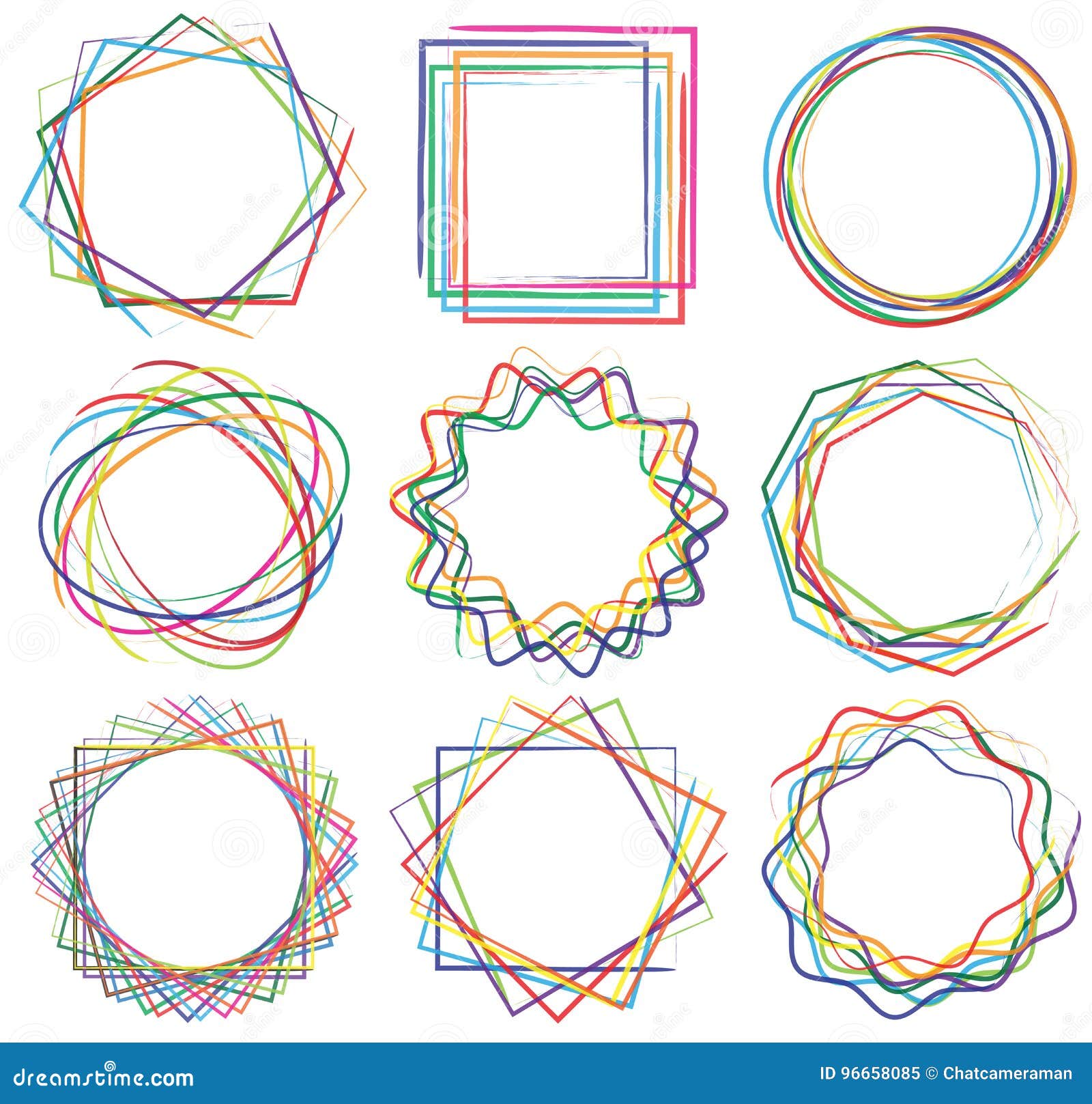 Line Shape Art Frame Set 04 Stock Vector - Illustration of elements ...