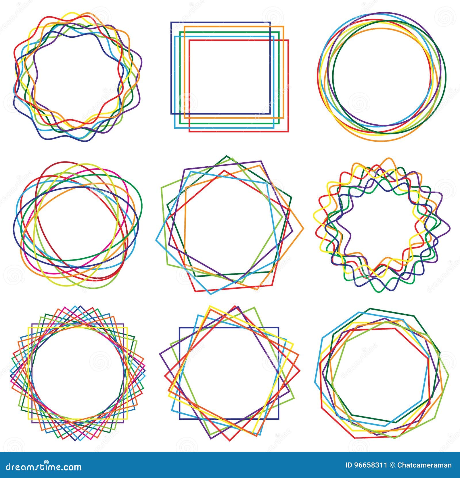 Line Shape Art Frame Set 02 Stock Vector - Illustration of dotted ...