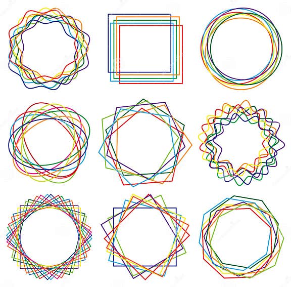 Line Shape Art Frame Set 02 Stock Vector - Illustration of dotted ...
