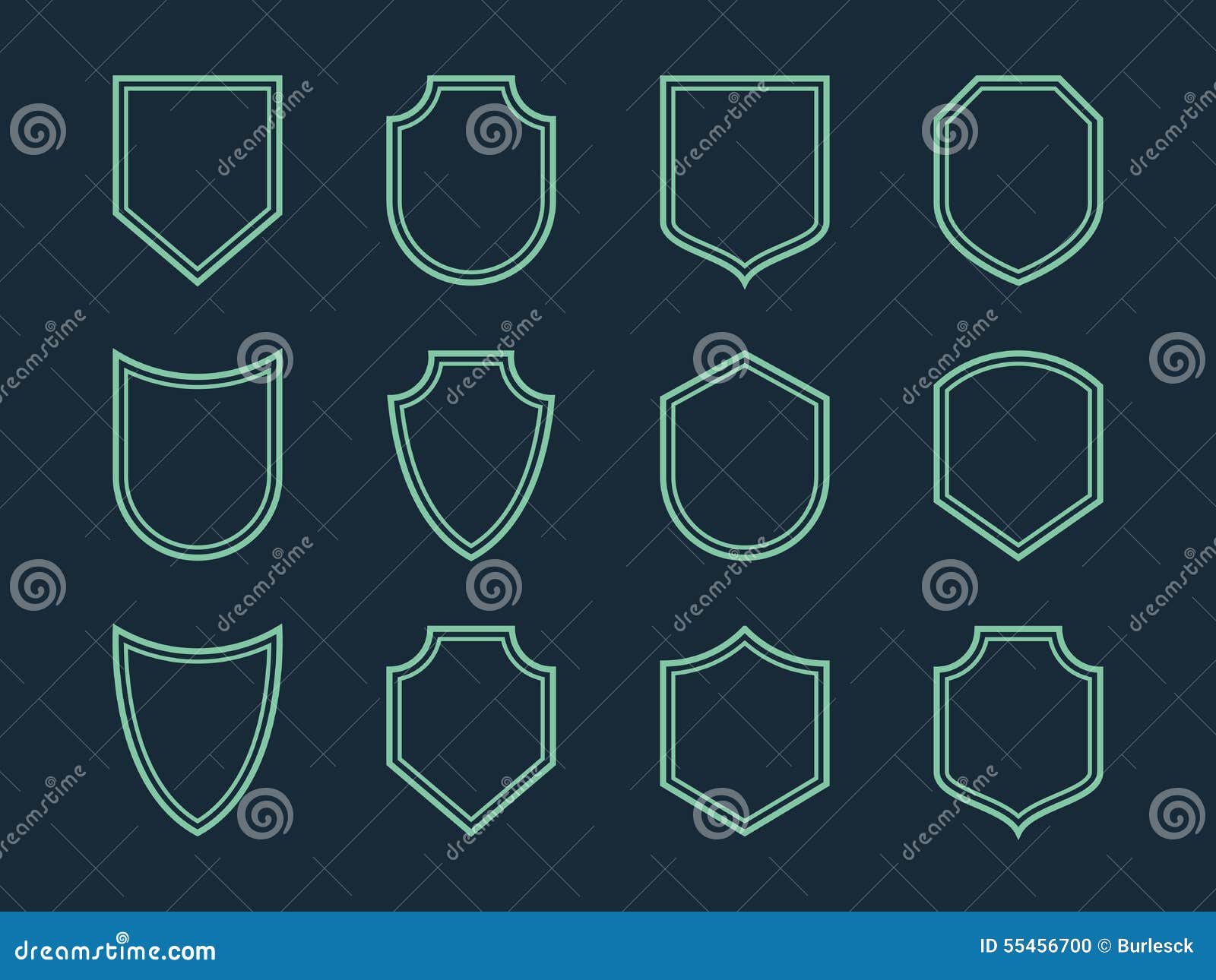 Line shield icon set stock vector. Illustration of design - 55456700