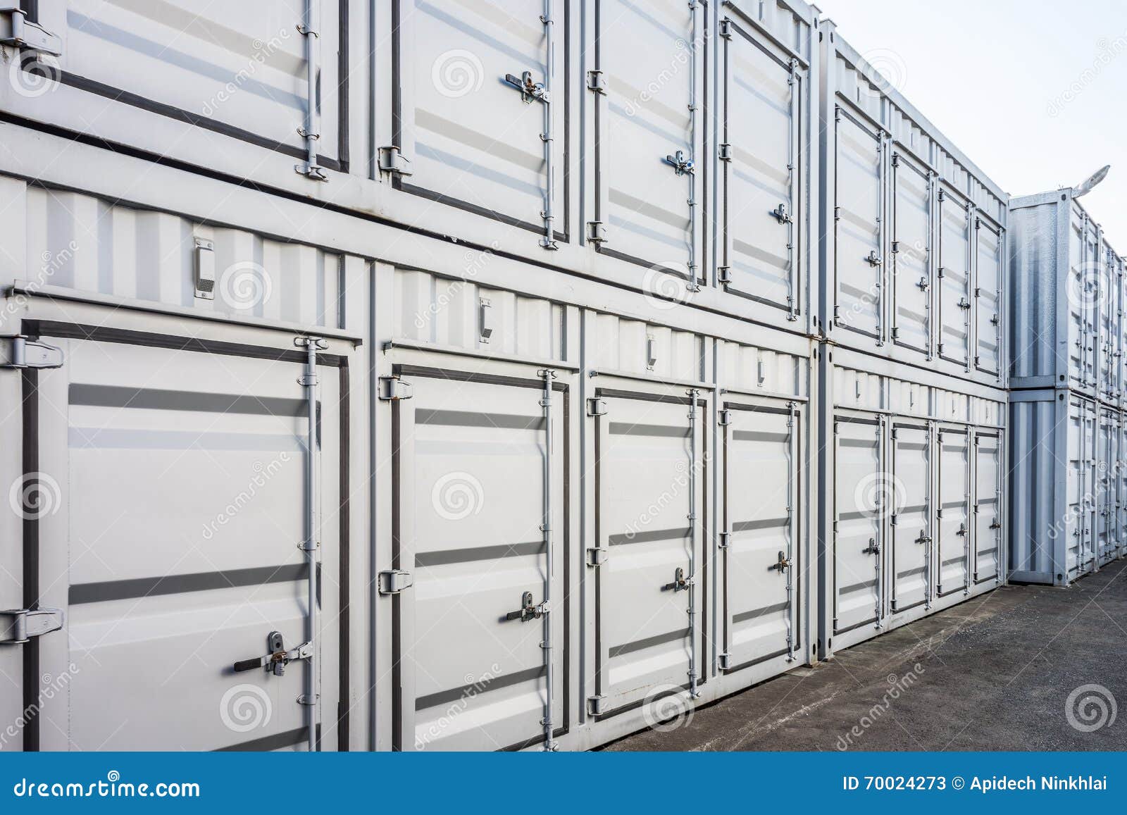Line of Shipping Containers Stack Stock Image - Image of industry ...