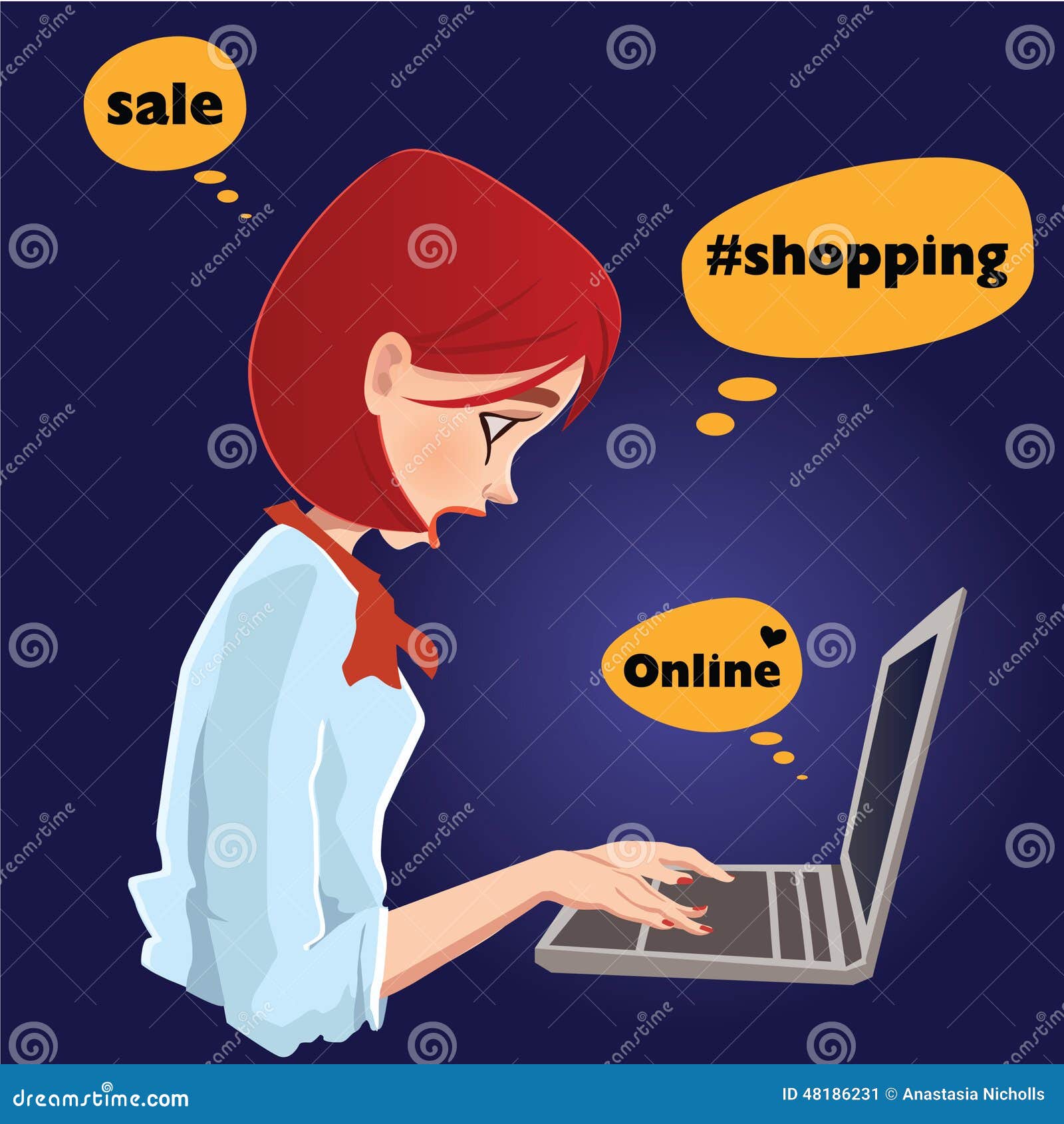 Girl Typing On Laptop Cartoon Vector | CartoonDealer.com #65521605