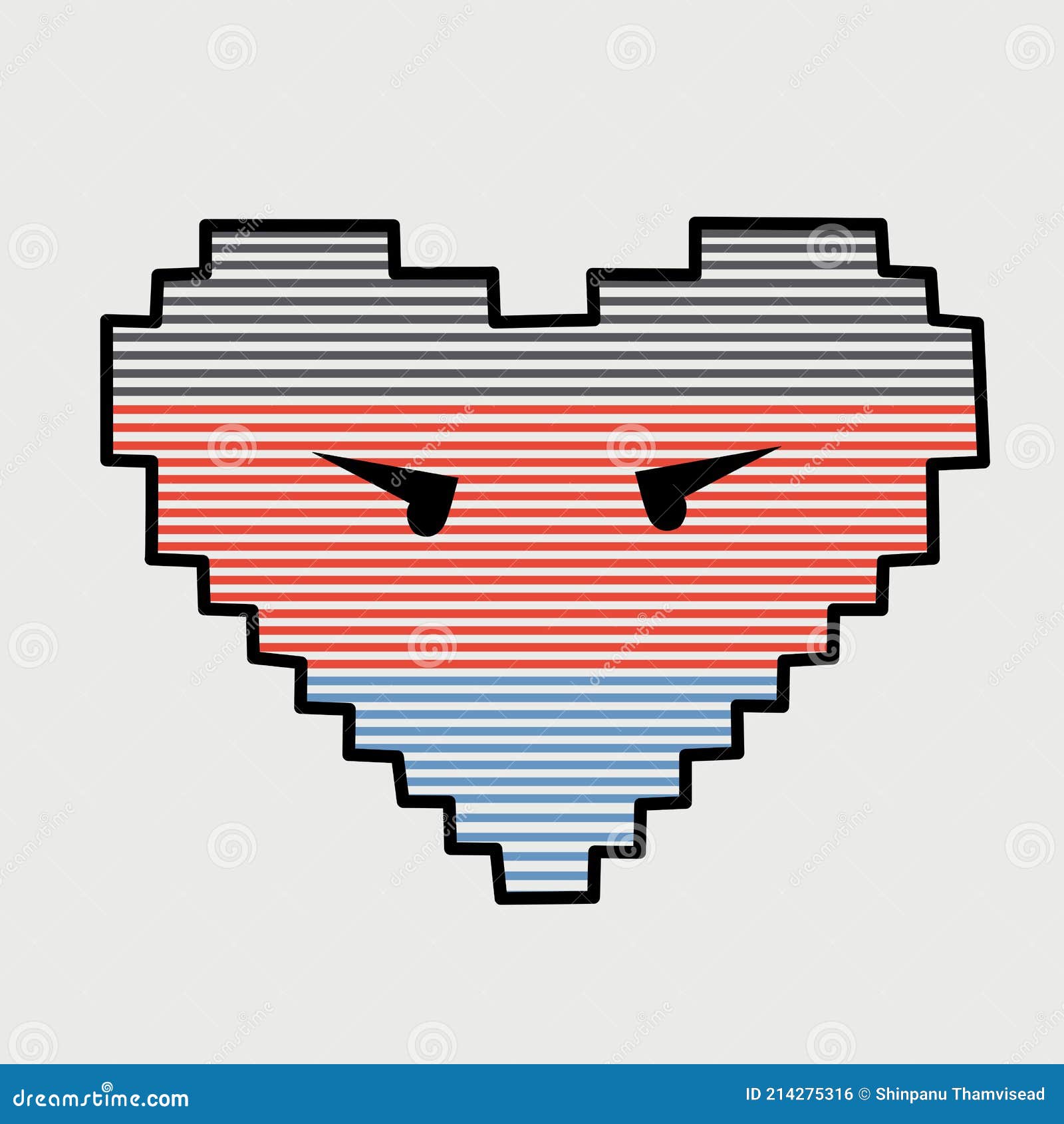 Line in Side of Heart Pixel. Isolated and Vector Flat Illustration ...