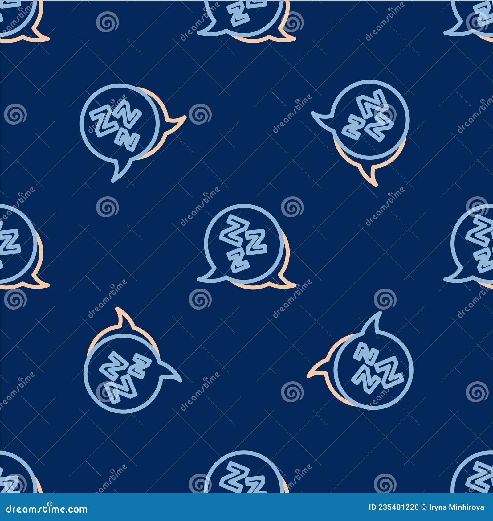 Line Sleepy Icon Isolated Seamless Pattern on Blue Background. Sleepy ...