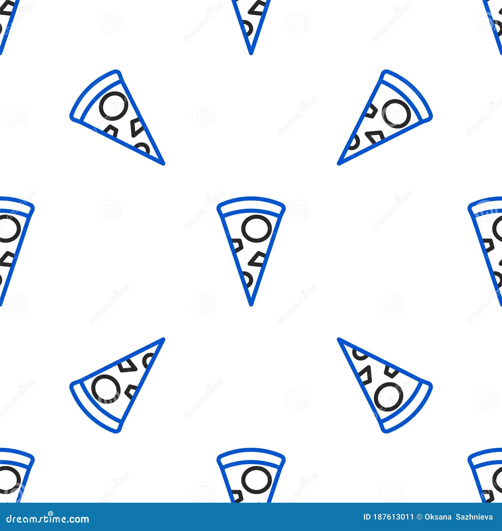 Line Slice of Pizza Icon Isolated Seamless Pattern on White Background ...