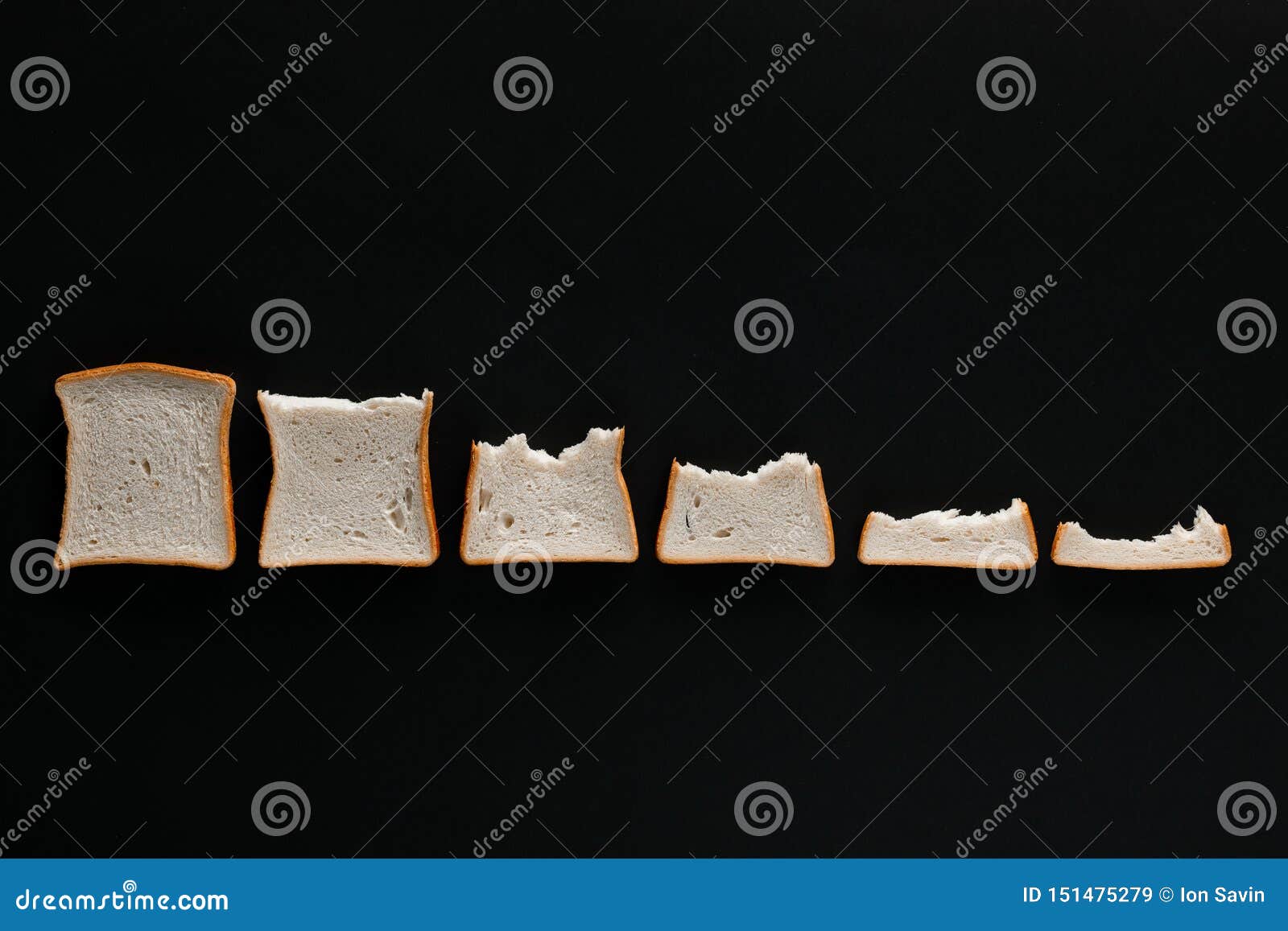 A Line of Slices of Bread Which are Getting Smaller and Smaller, on a ...