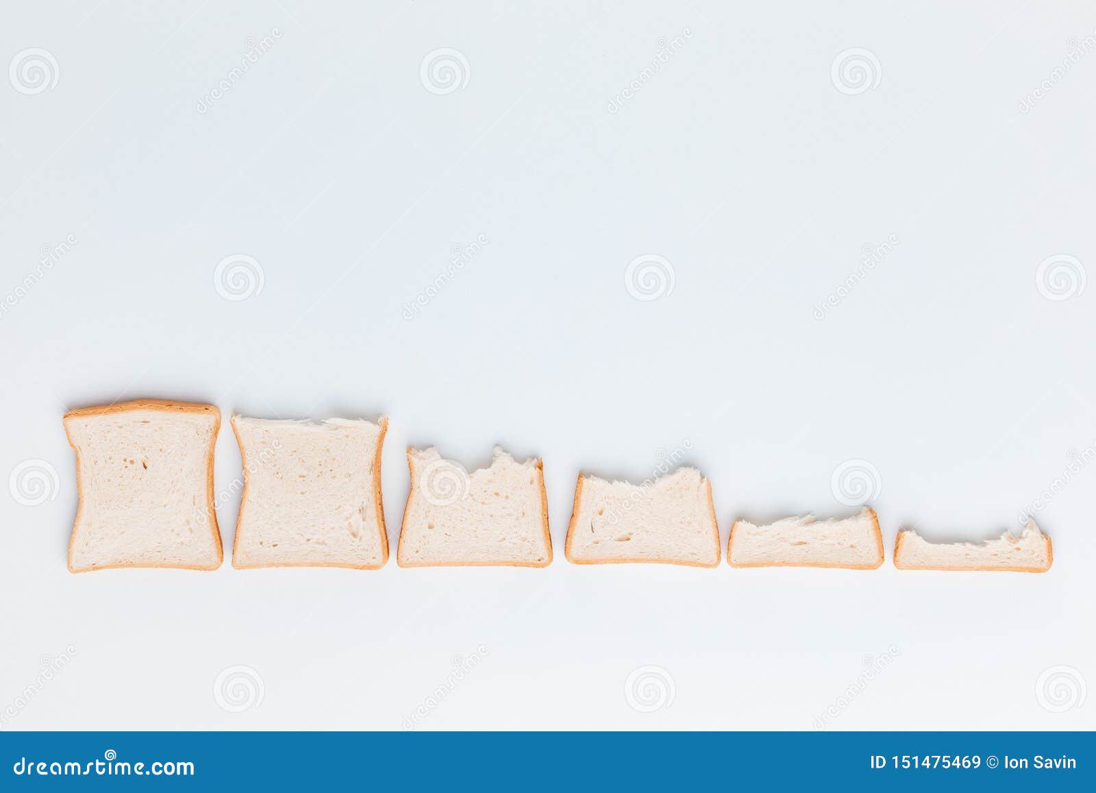 A Line of Slices of Bread Which are Getting Smaller and Smaller, on a ...