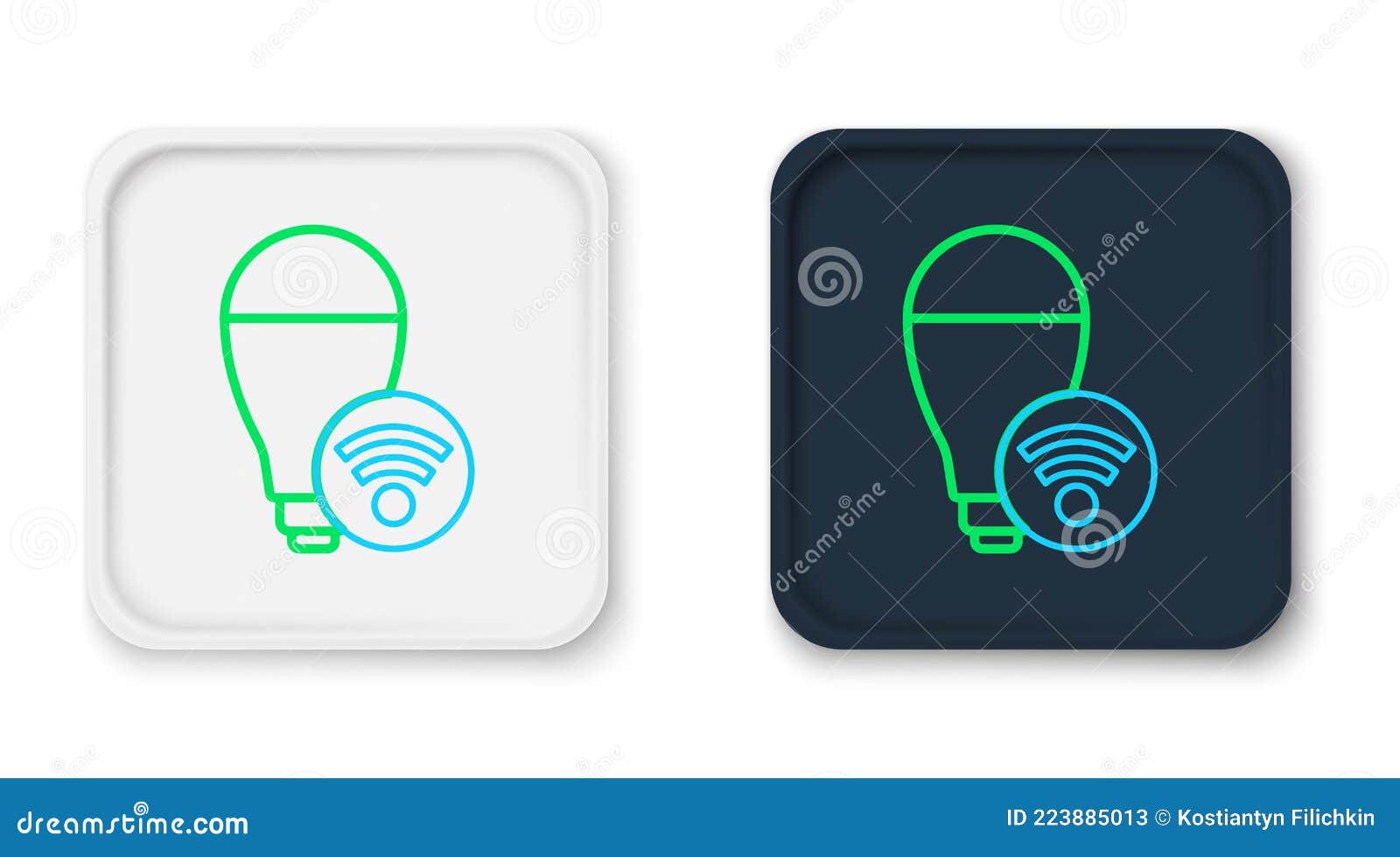 Line Smart Light Bulb System Icon Isolated on White Background. Energy ...