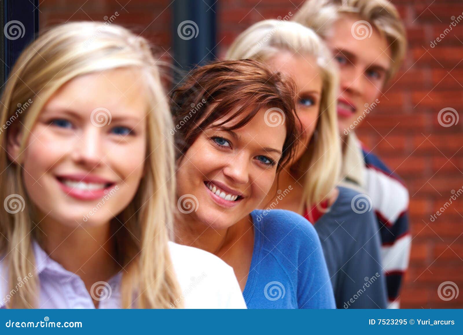 Line of Smiling Teenagers Standing Together Stock Image - Image of ...