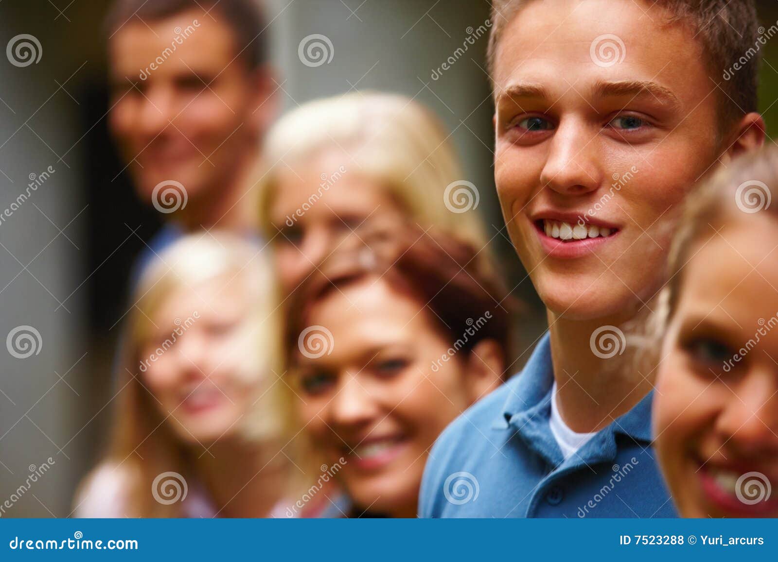 Line of Smiling Youth Faces Looking Happy Stock Photo - Image of group ...