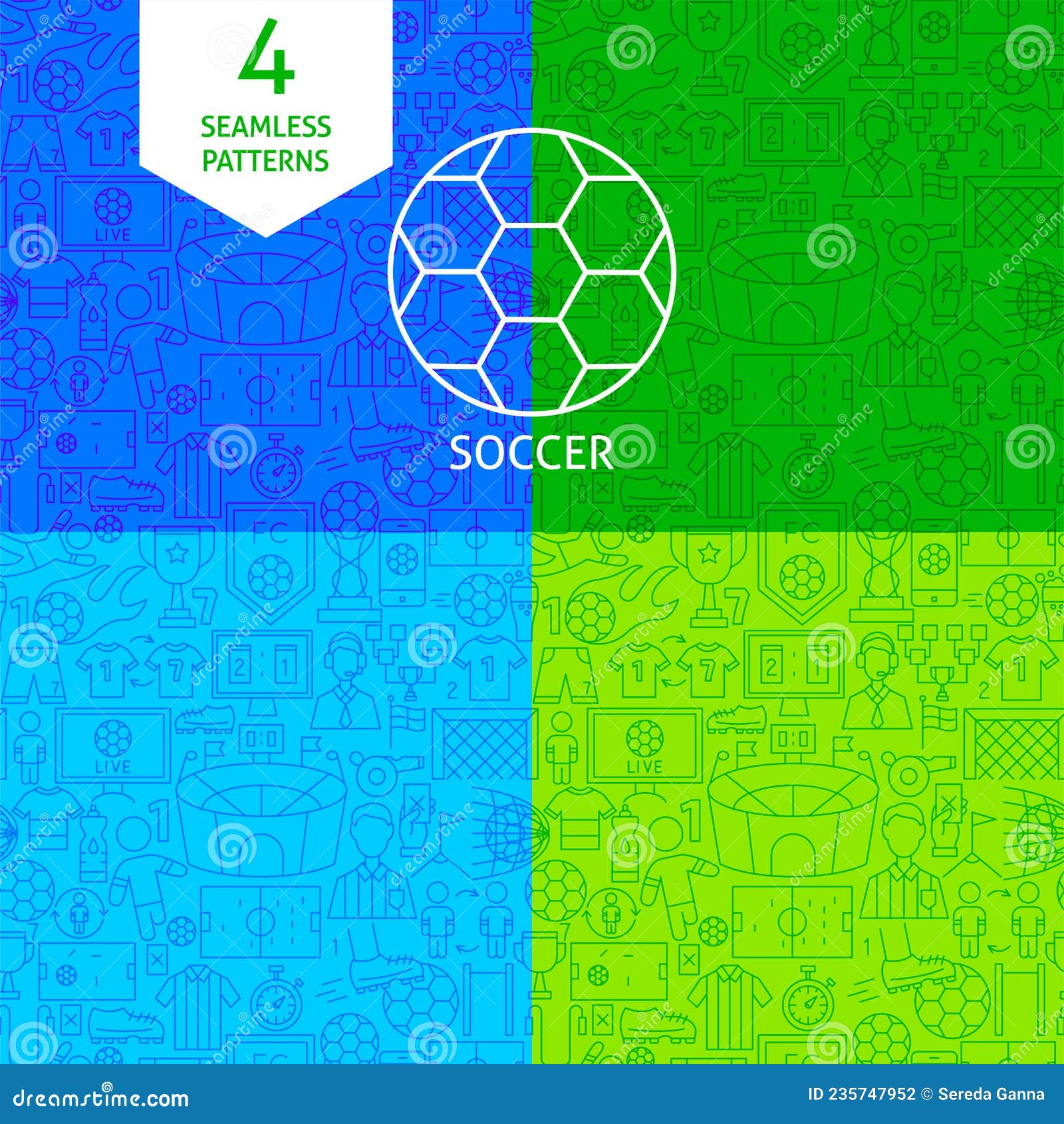 Line Soccer Patterns stock vector. Illustration of whistle - 235747952