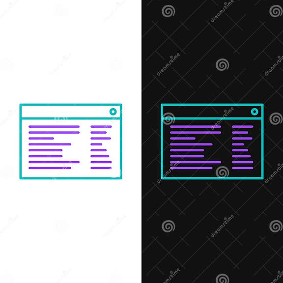 Line Software, Web Developer Programming Code Icon Isolated on White and Black Background ...