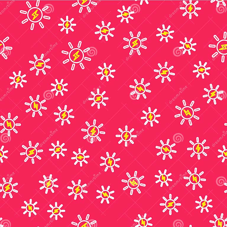 Line Solar Energy Panel Icon Isolated Seamless Pattern on Red ...