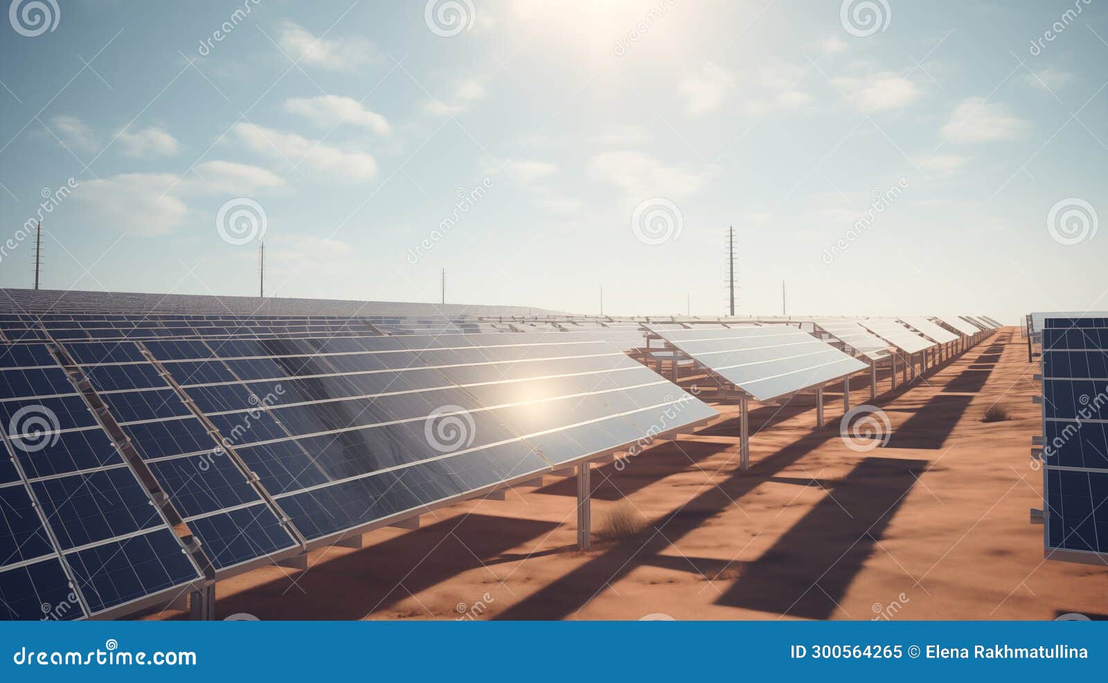 A Line of Solar Panels in the Desert Stock Image - Image of sunbeam ...