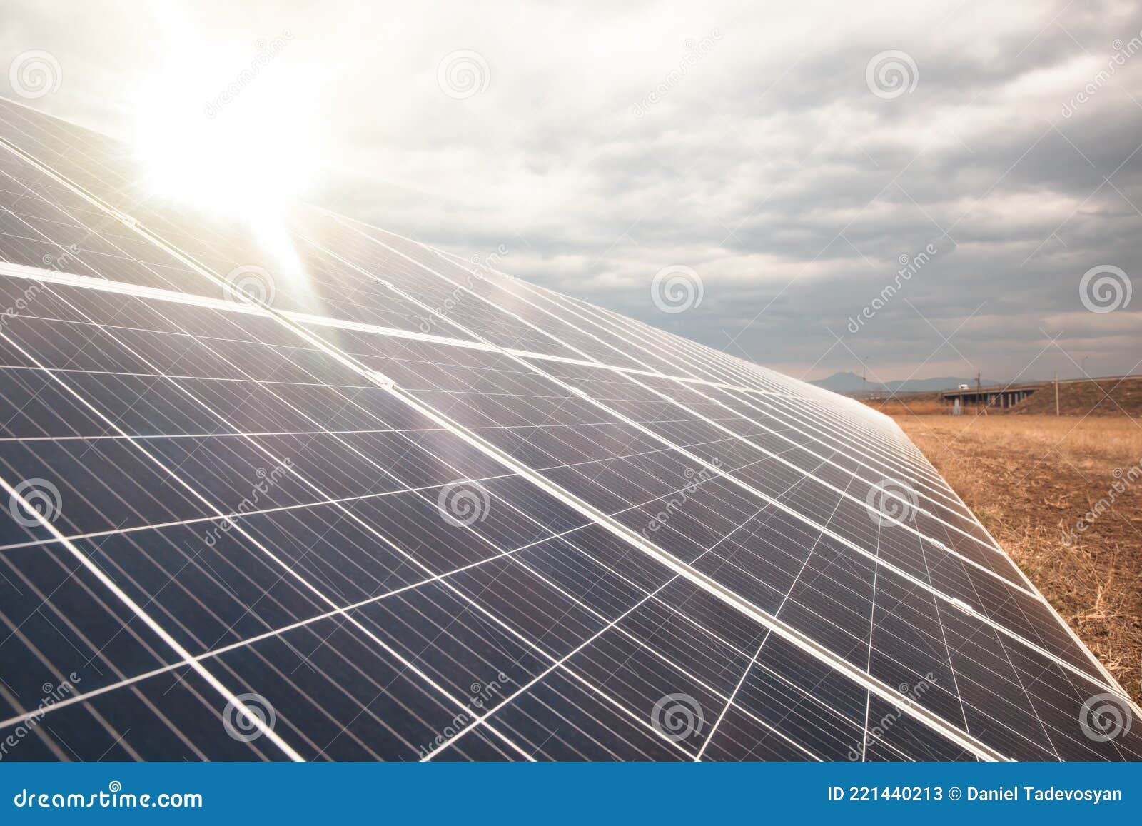 Line of Solar Power Plant Panels Stock Image - Image of industry, plant ...