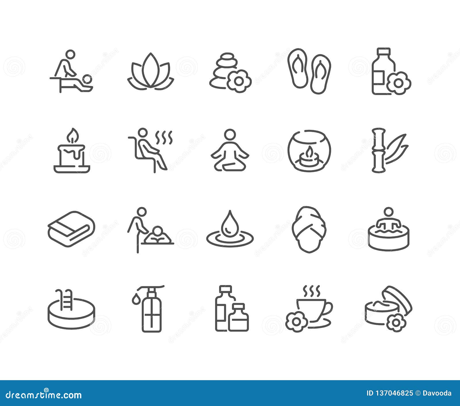 Line SPA Pictogrammen vector illustratie. Illustration of fles - 137046825