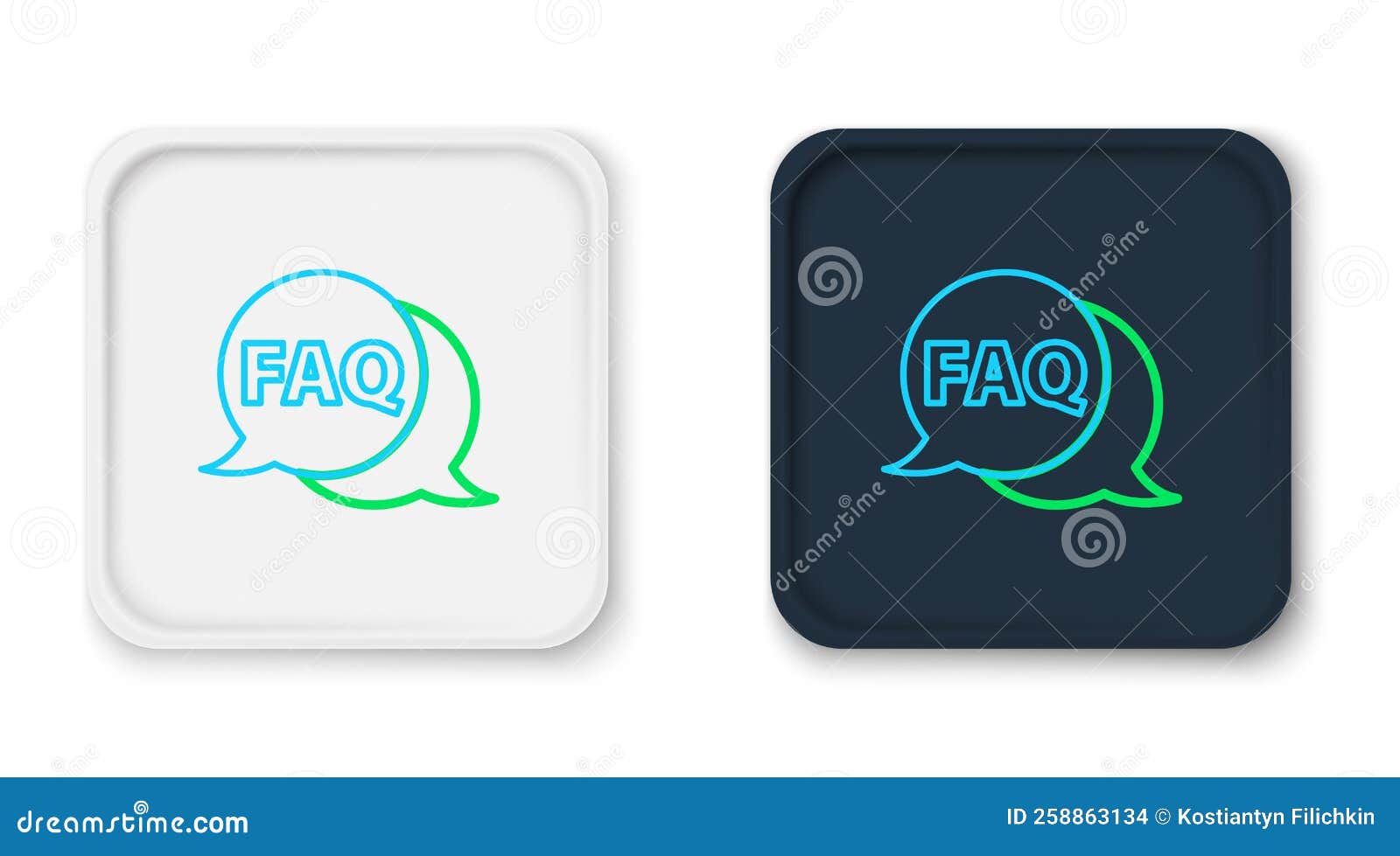 Line Speech Bubble with Text FAQ Information Icon Isolated on White ...