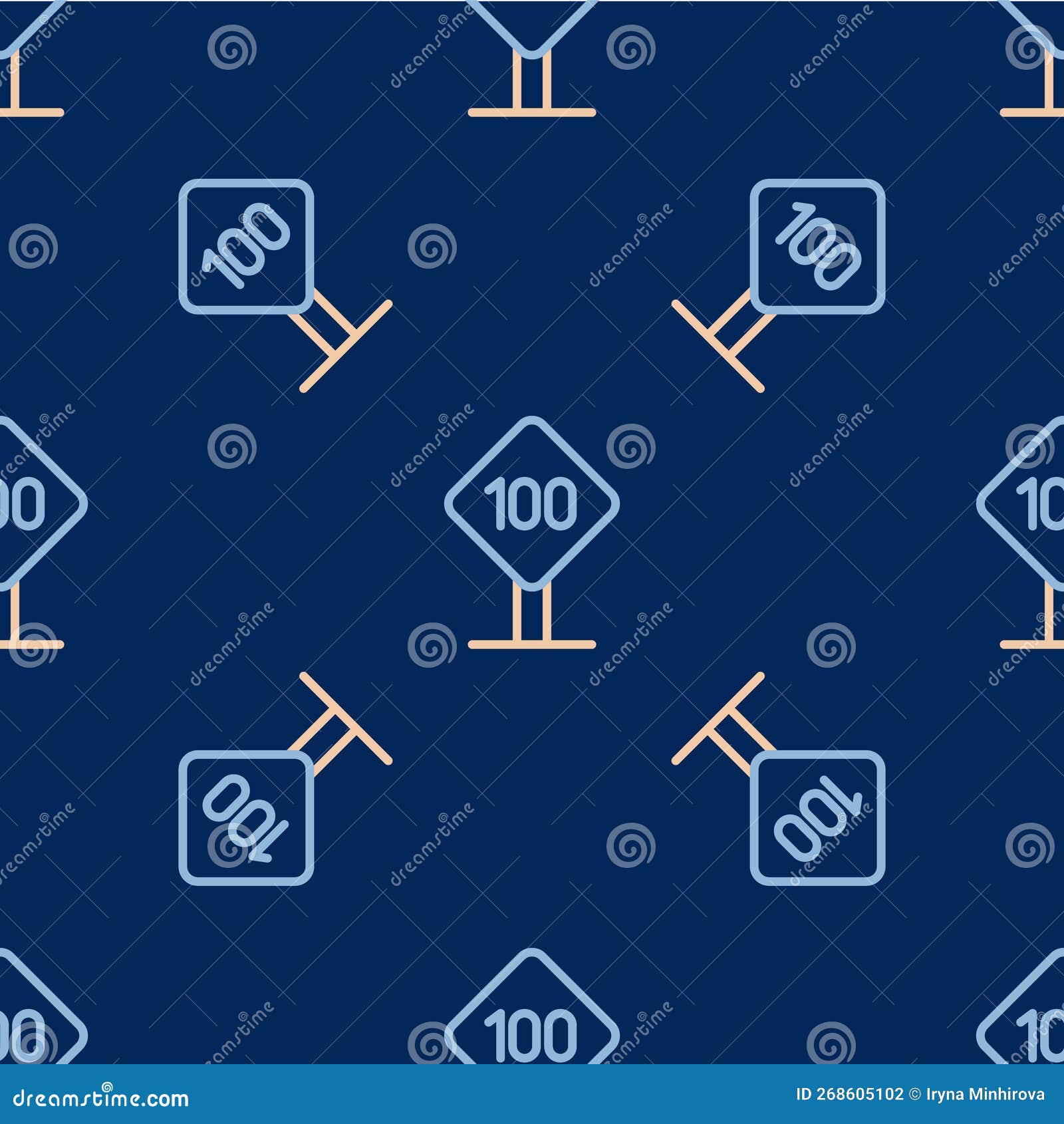 Line Speed Limit Traffic Sign 100 Km Icon Isolated Seamless Pattern on ...